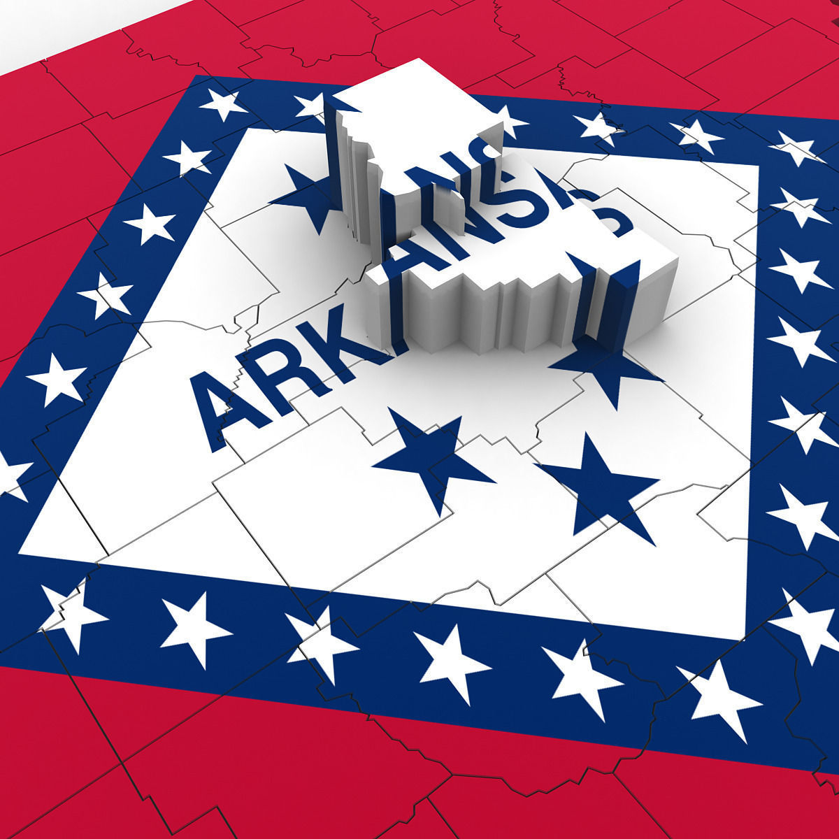 Arkansas Political Map 3D model | CGTrader