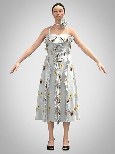 print dress 3D model | CGTrader
