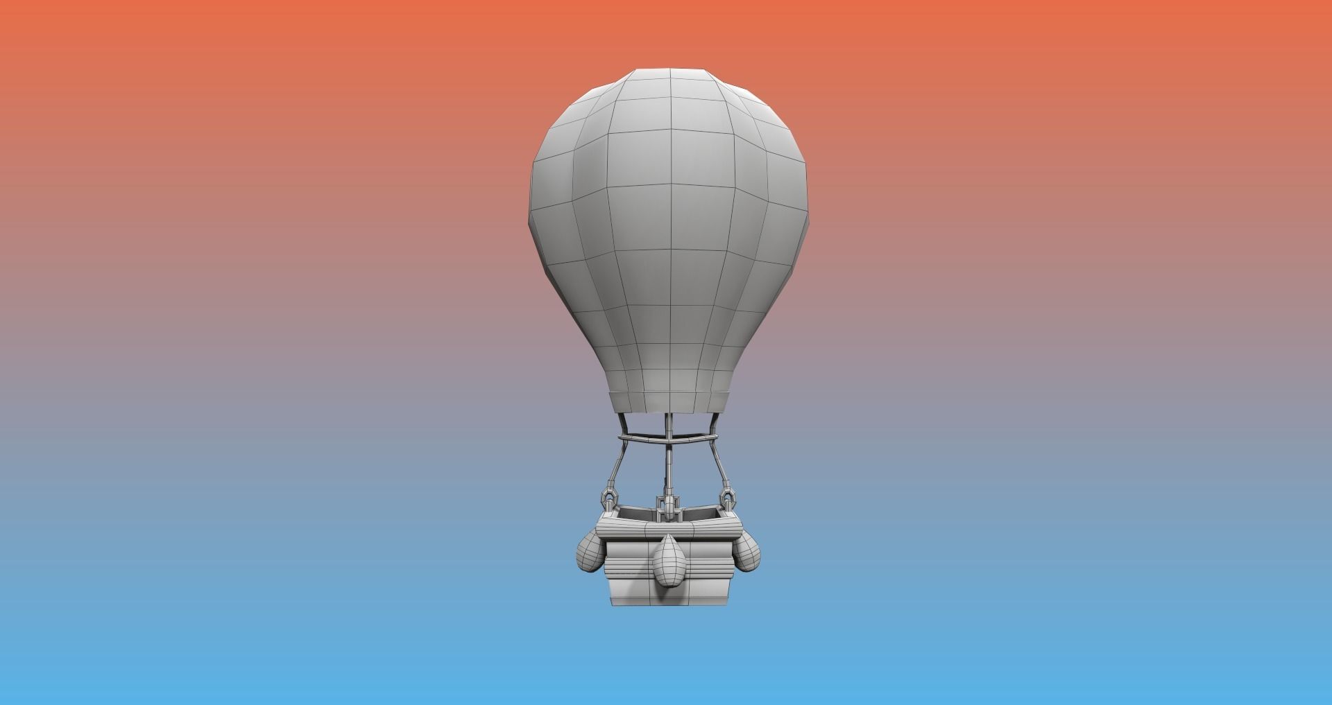3D model Low poly Hot Air Balloon 3D game model VR / AR / low-poly ...