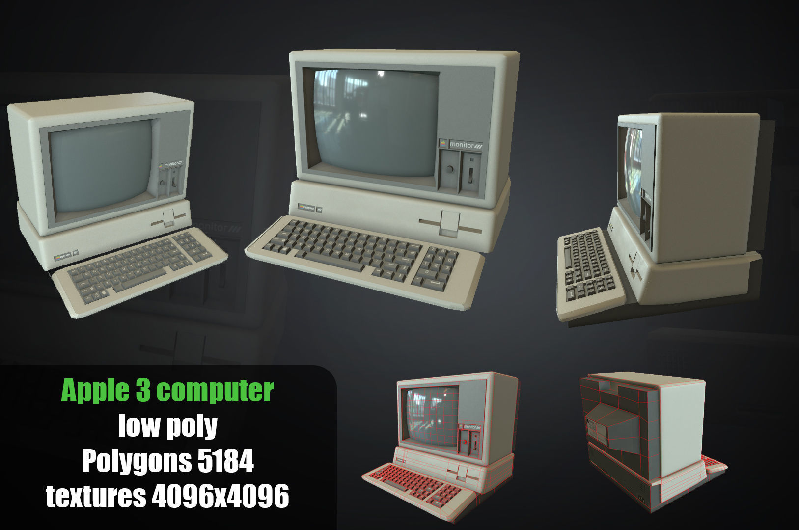3D model Apple 3 computer - PBR Game Ready model VR / AR / low-poly ...