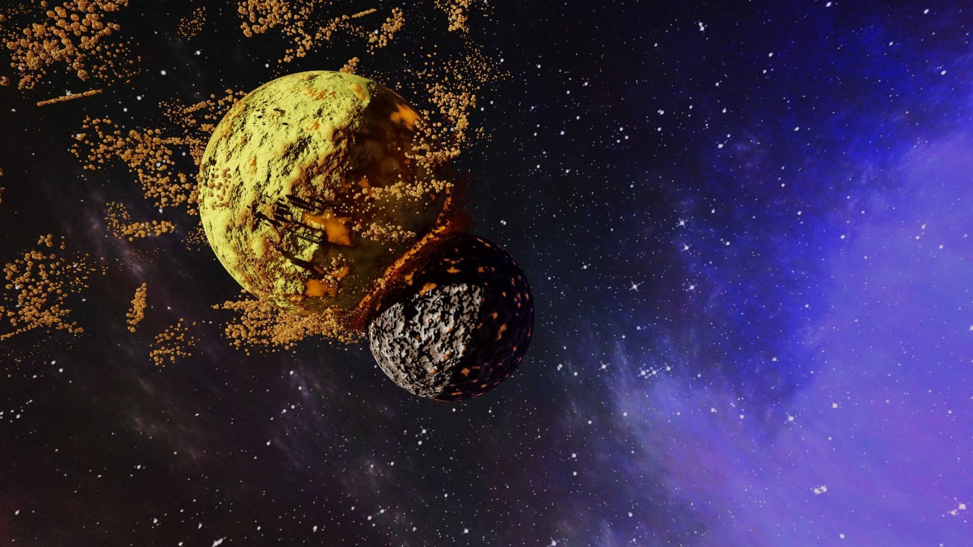 3D model Planetary collision low-poly VR / AR / low-poly | CGTrader