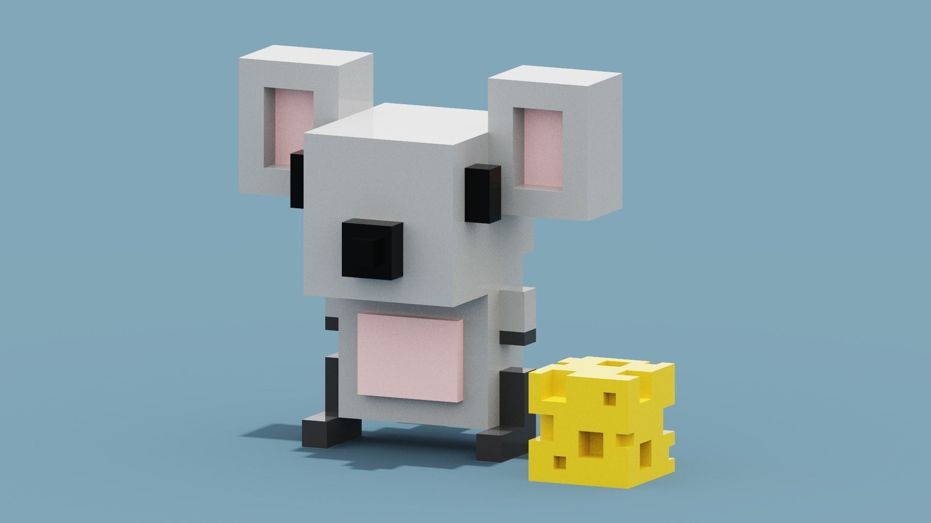 3D model Voxel Mouse and Cheese VR / AR / low-poly | CGTrader
