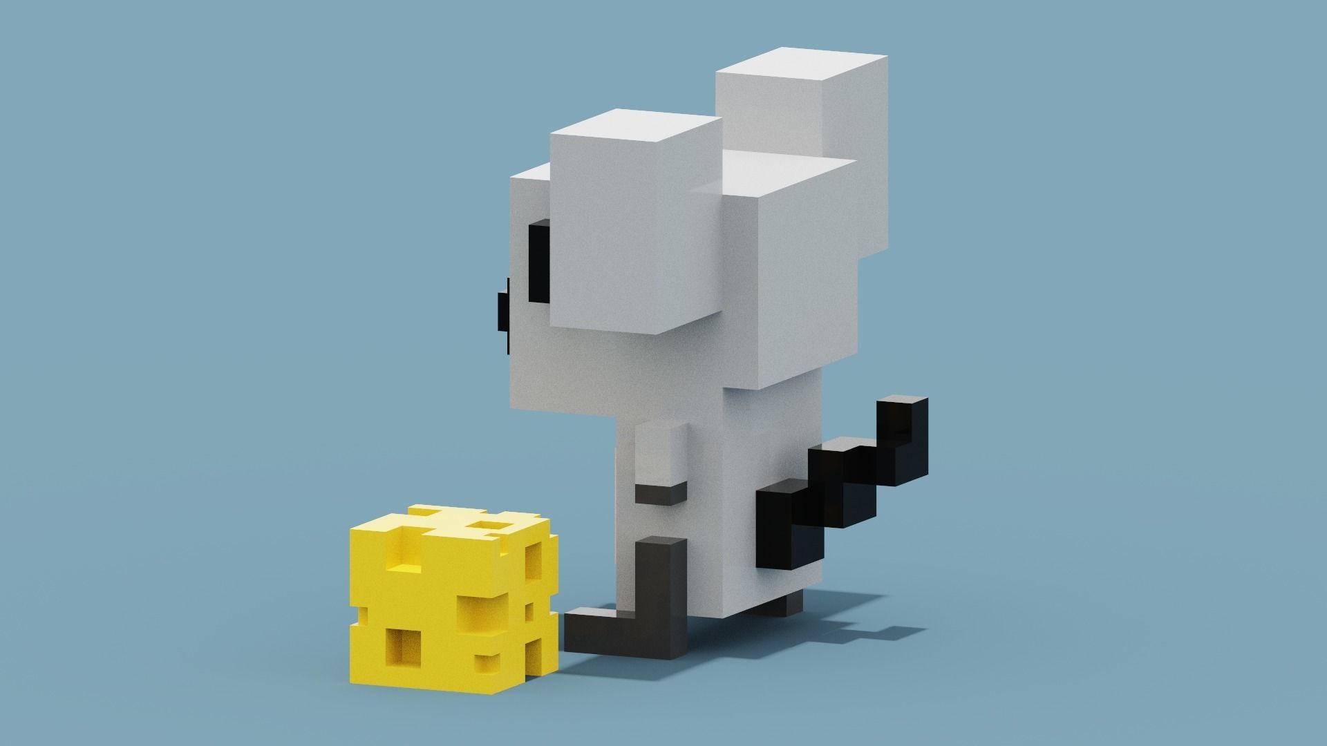 3D model Voxel Mouse and Cheese VR / AR / low-poly | CGTrader