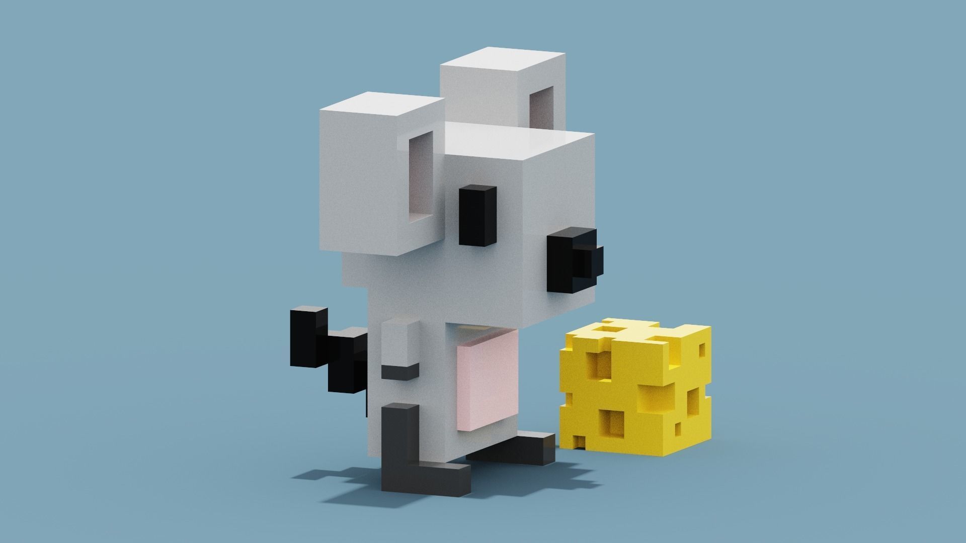 3D model Voxel Mouse and Cheese VR / AR / low-poly | CGTrader