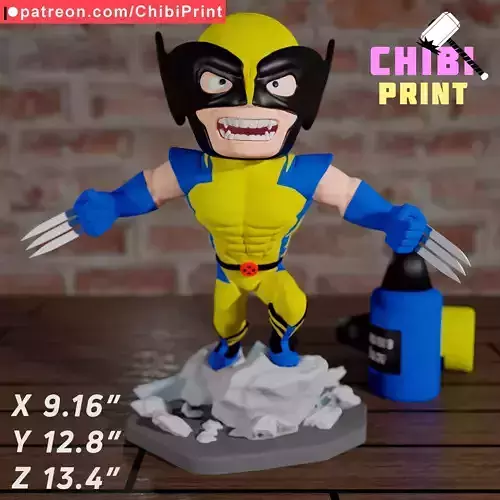 Chibi Wolverine X-Men 3D model 3D printable | CGTrader