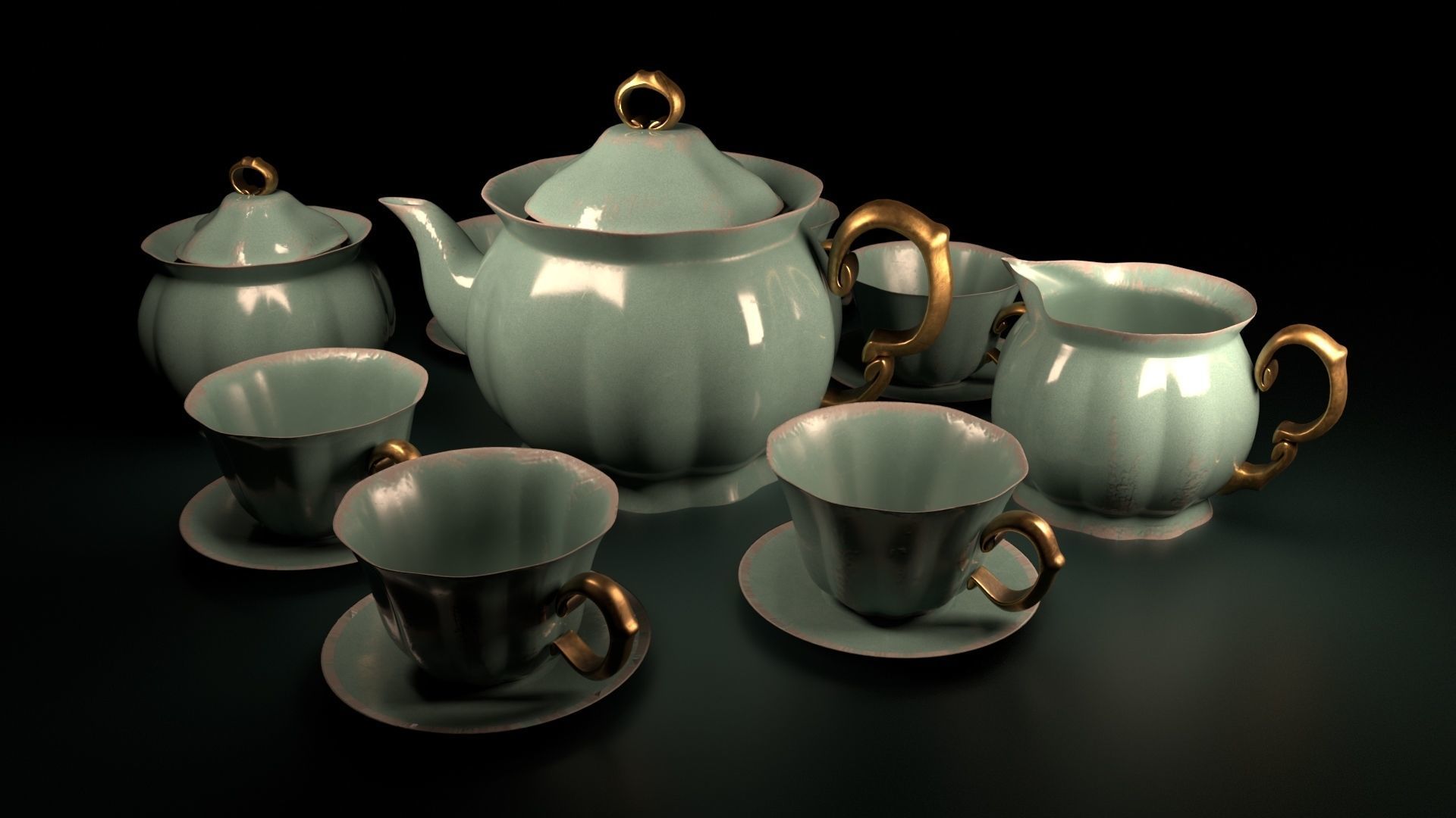 3D model teaset tea set VR / AR / low-poly | CGTrader