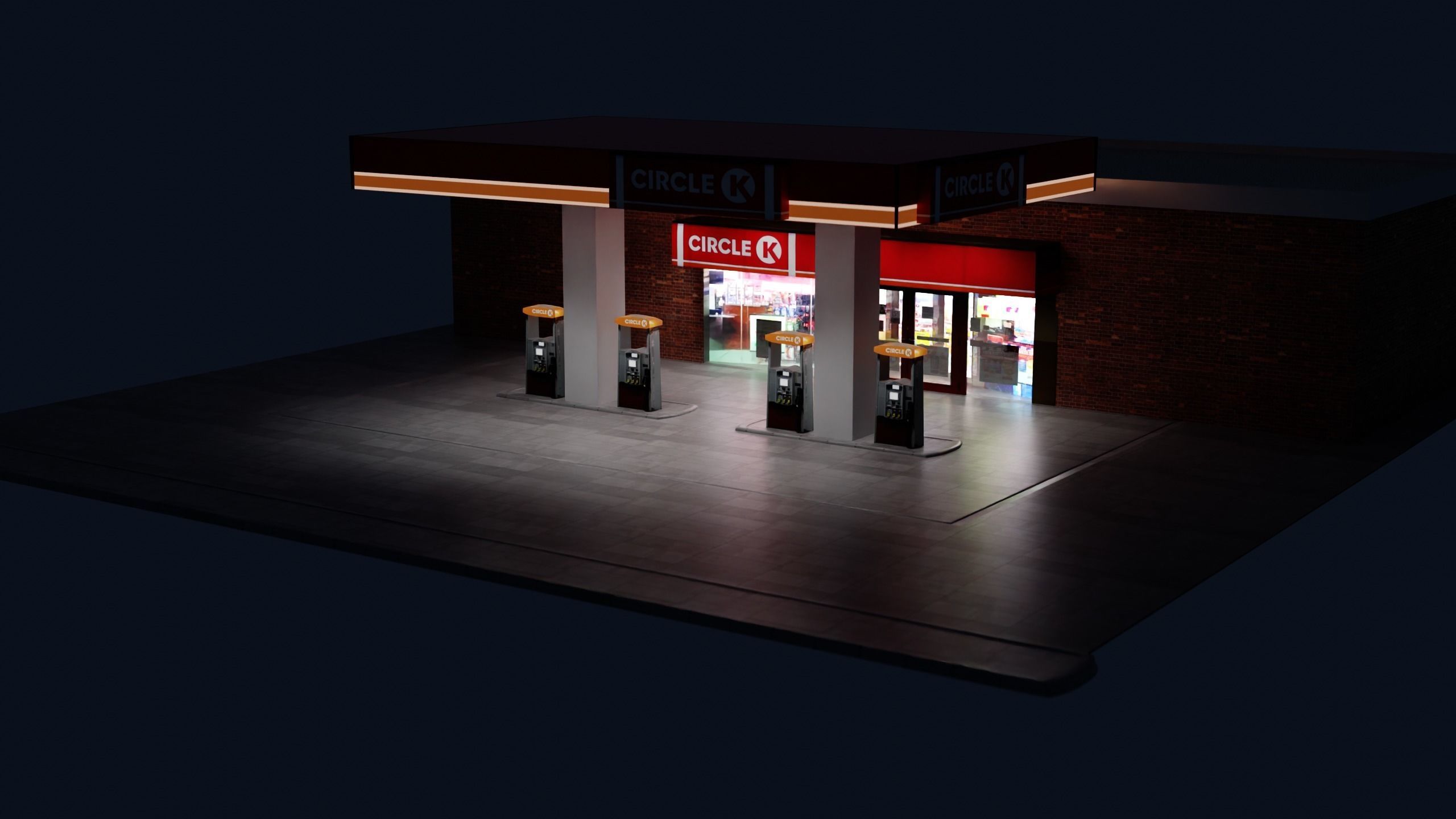 3D model Petrol Gas Station Low Poly VR / AR / low-poly | CGTrader