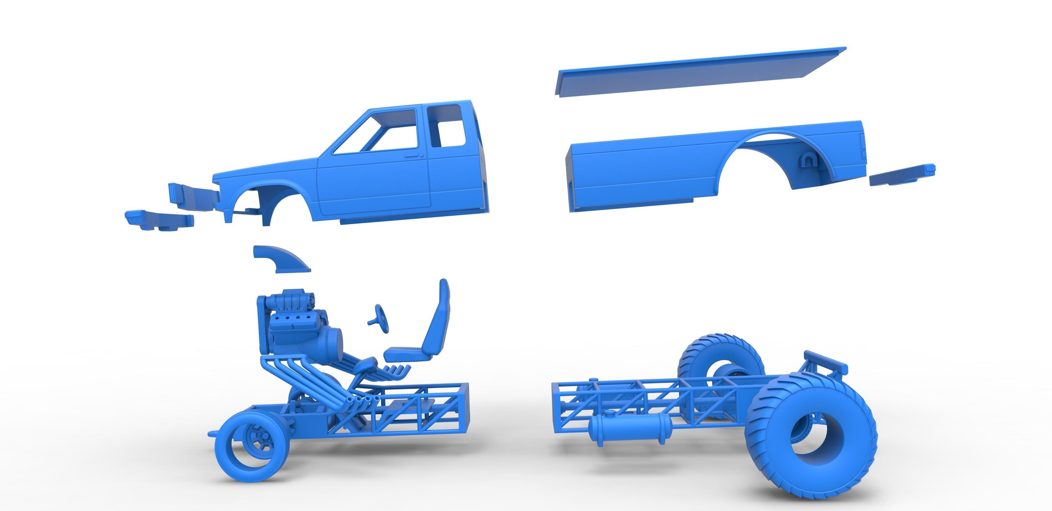 Pulling truck 2wd 2 Scale 1 to 25 3D model 3D printable | CGTrader