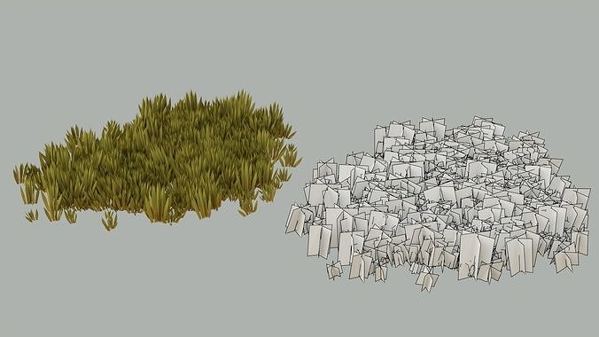 3D model Lowpoly grass set grassland VR / AR / low-poly | CGTrader