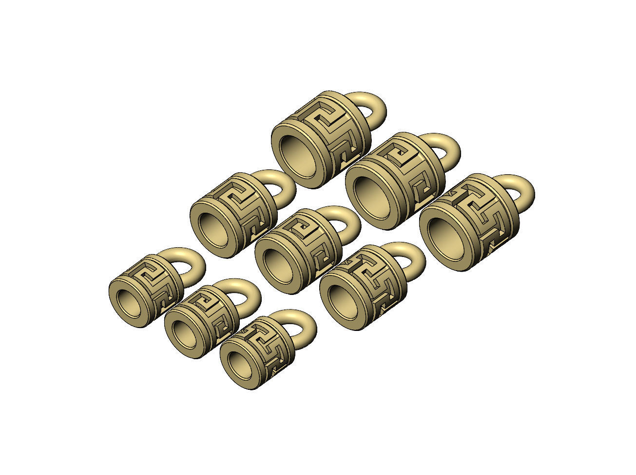Greek key bracelet end caps 3D model 3D printable | CGTrader