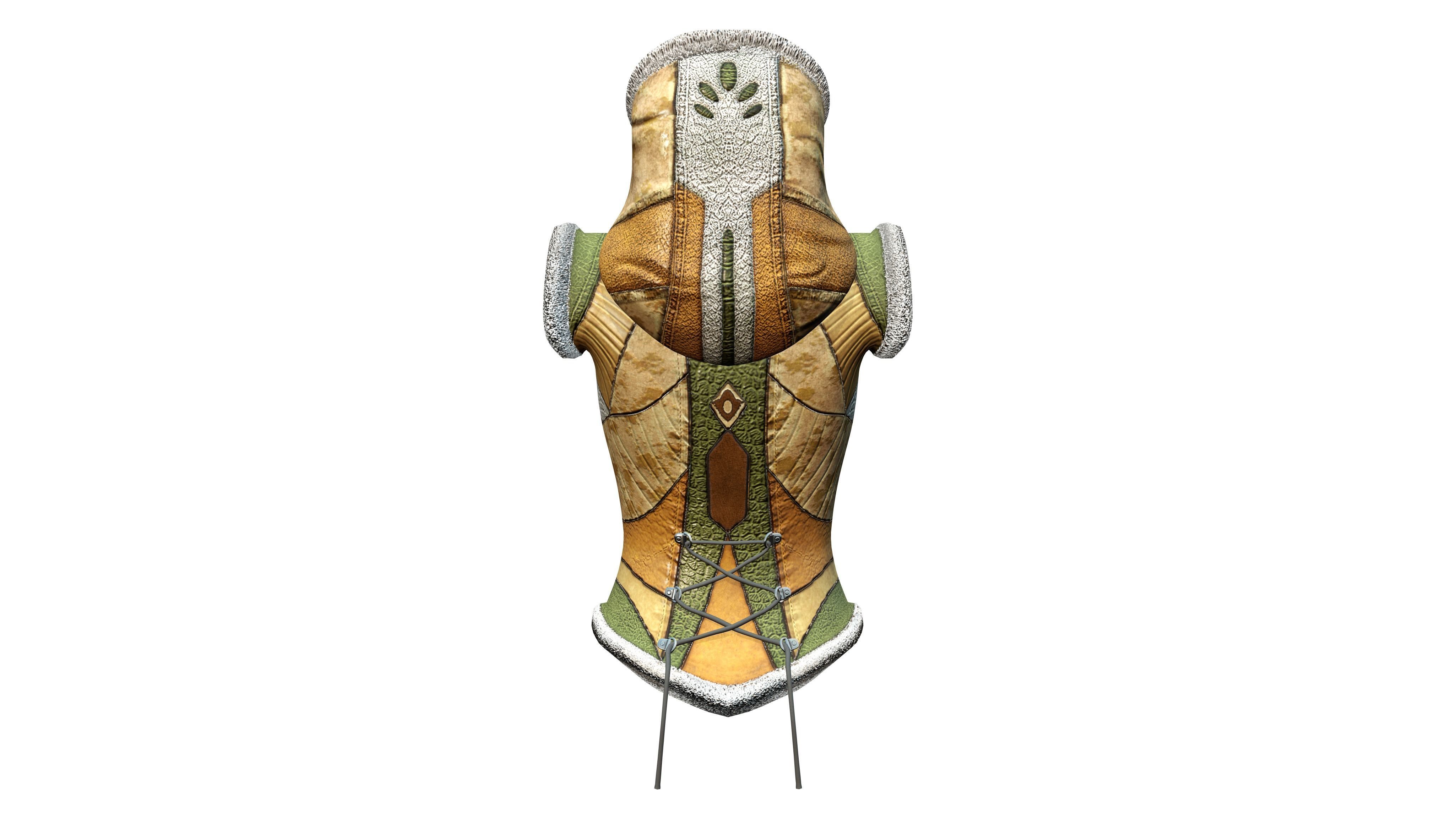 3D model Fur Inline Hooded Eskimo Coat Vest Jacket VR / AR / low-poly ...