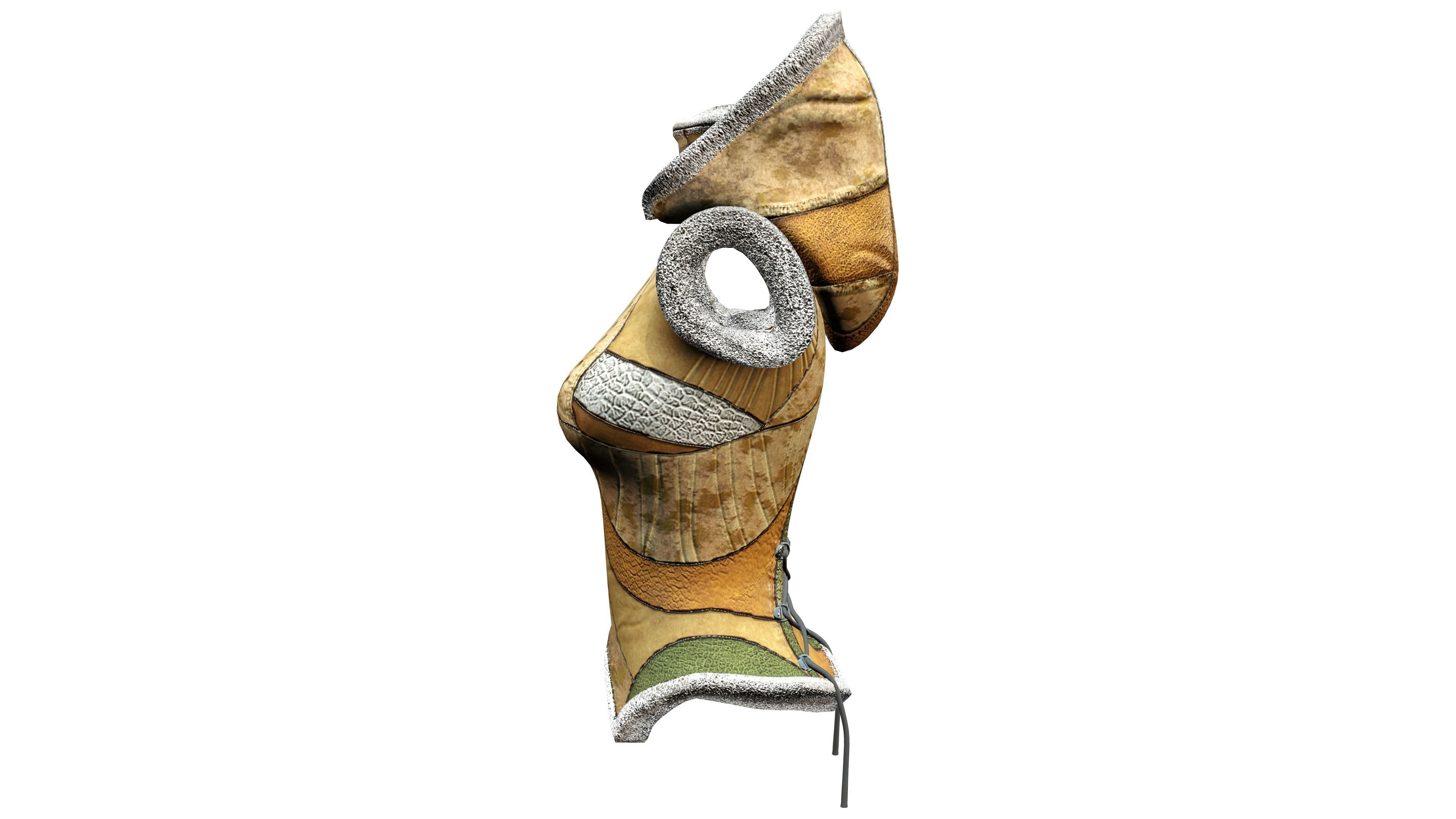 3D model Fur Inline Hooded Eskimo Coat Vest Jacket VR / AR / low-poly ...