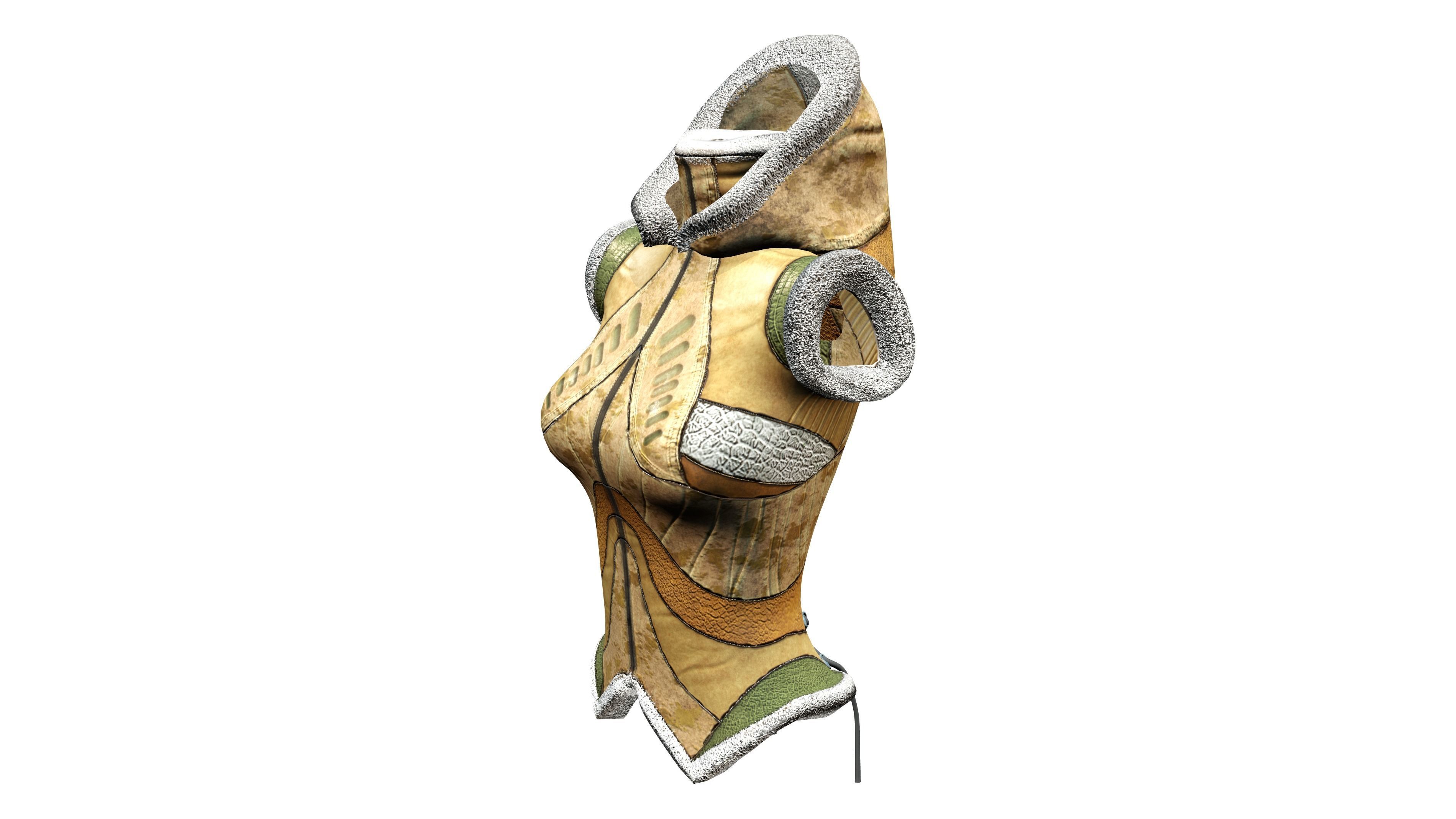 3D model Fur Inline Hooded Eskimo Coat Vest Jacket VR / AR / low-poly ...