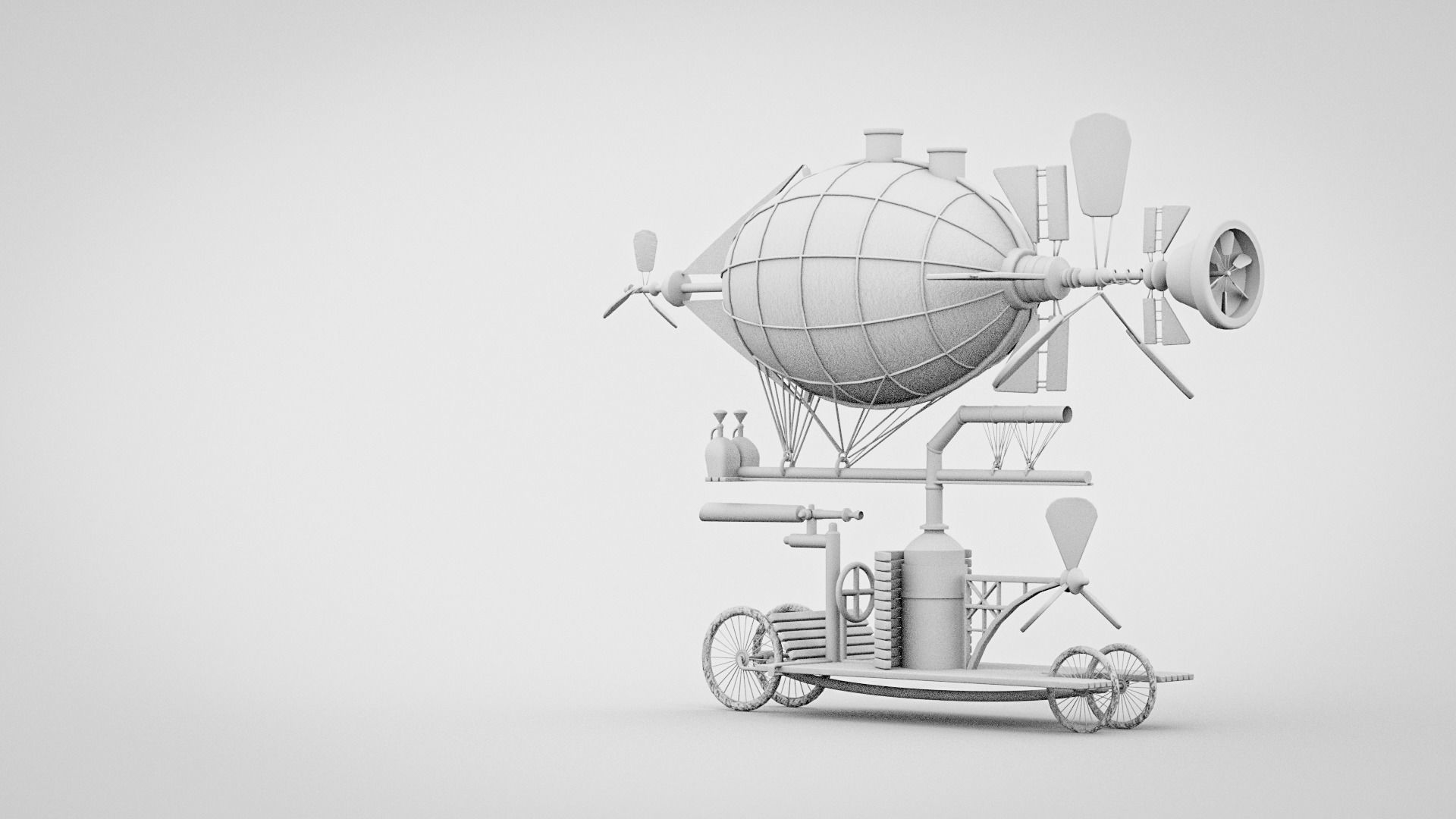 3D model Fantasy Steampunk Flying Machine VR / AR / low-poly | CGTrader