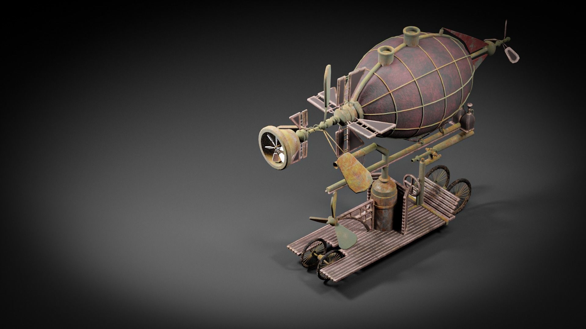 3D model Fantasy Steampunk Flying Machine VR / AR / low-poly | CGTrader