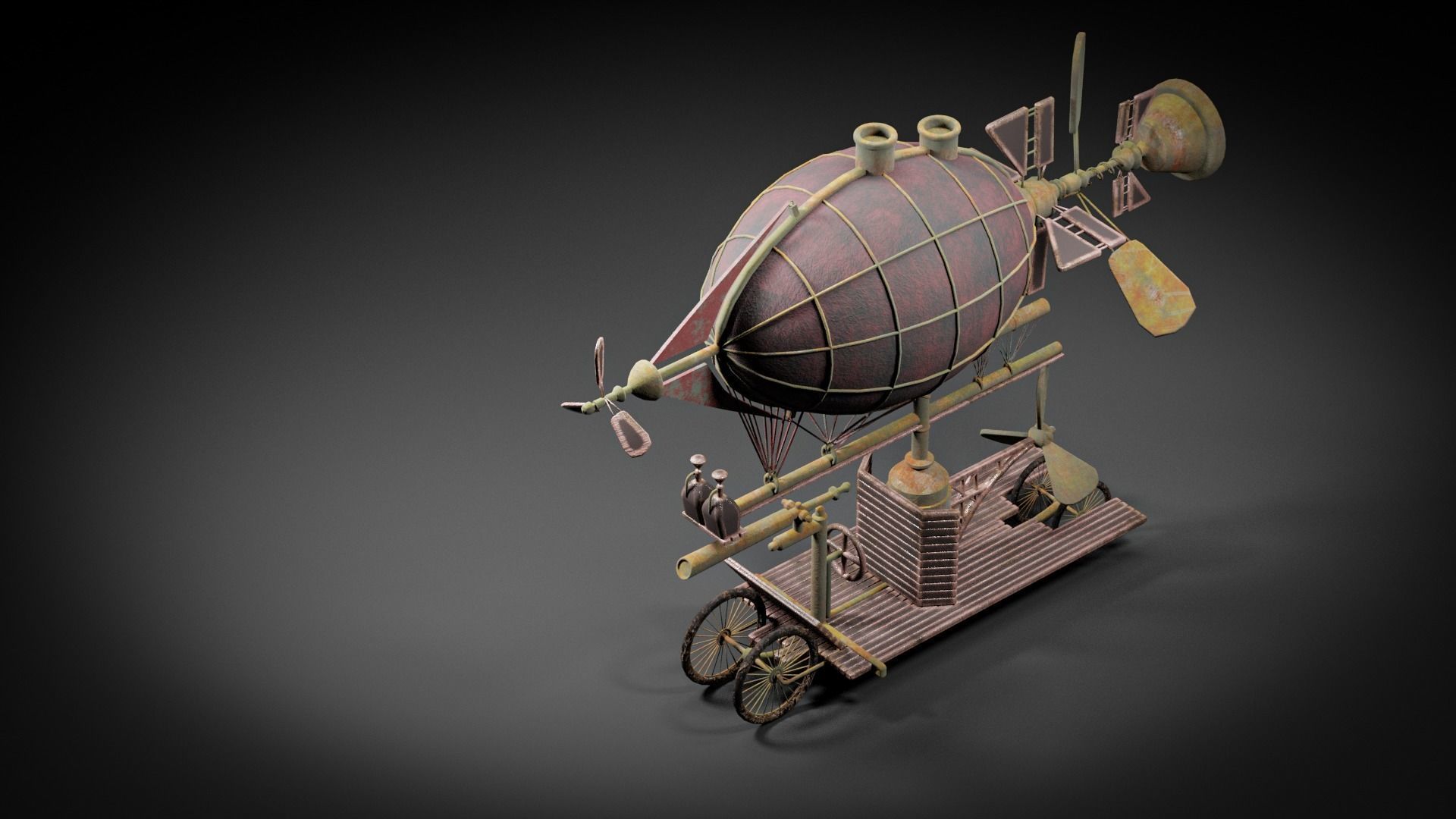3D model Fantasy Steampunk Flying Machine VR / AR / low-poly | CGTrader