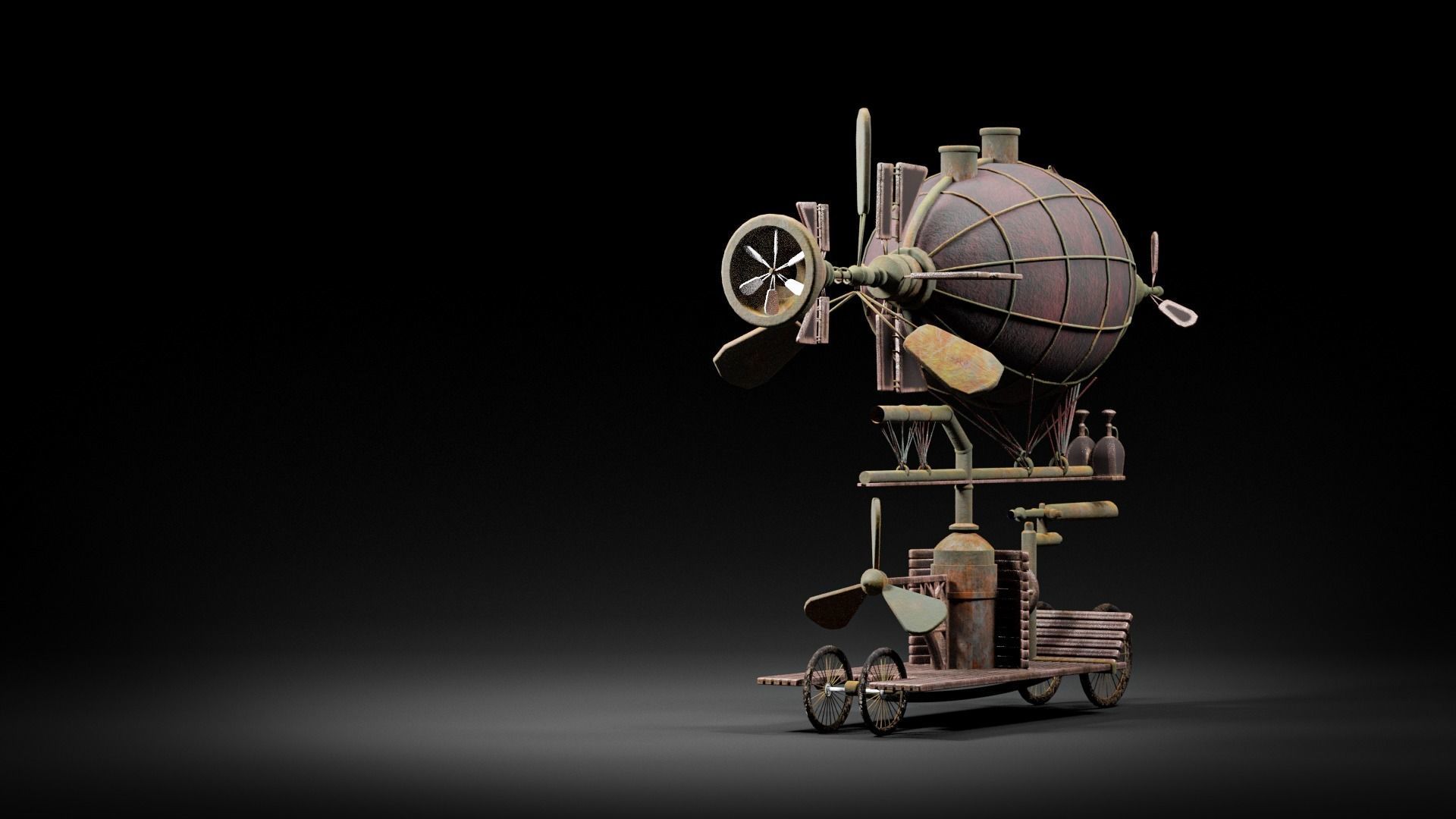3D model Fantasy Steampunk Flying Machine VR / AR / low-poly | CGTrader