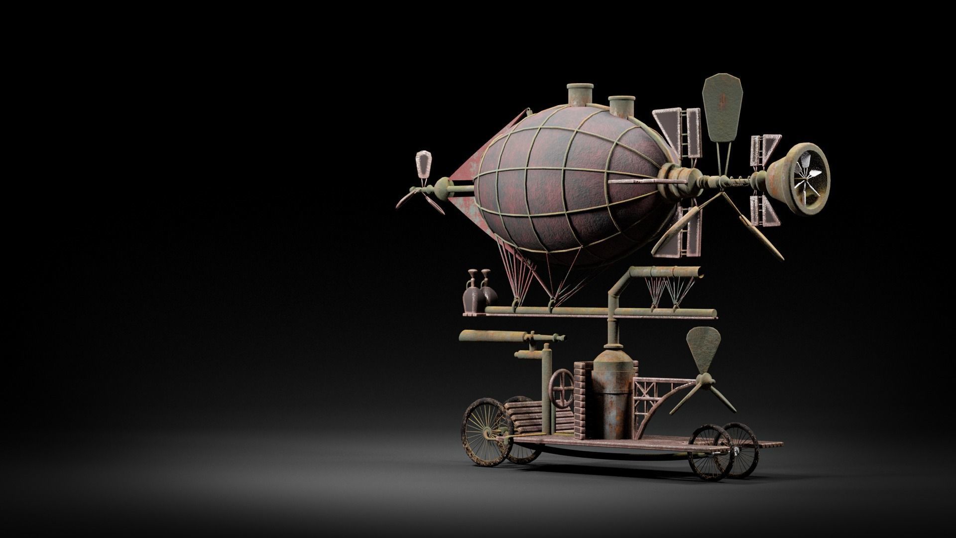 3D model Fantasy Steampunk Flying Machine VR / AR / low-poly | CGTrader