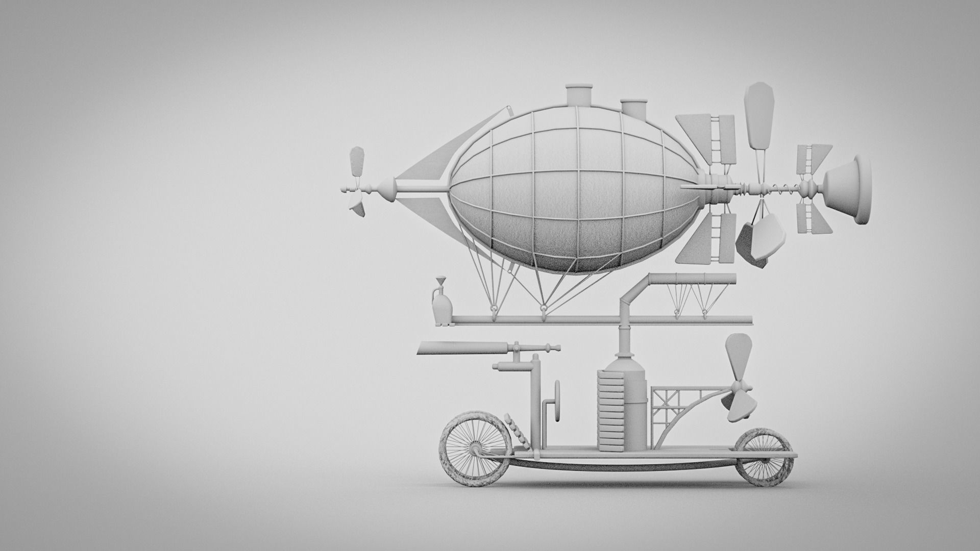 3D model Fantasy Steampunk Flying Machine VR / AR / low-poly | CGTrader