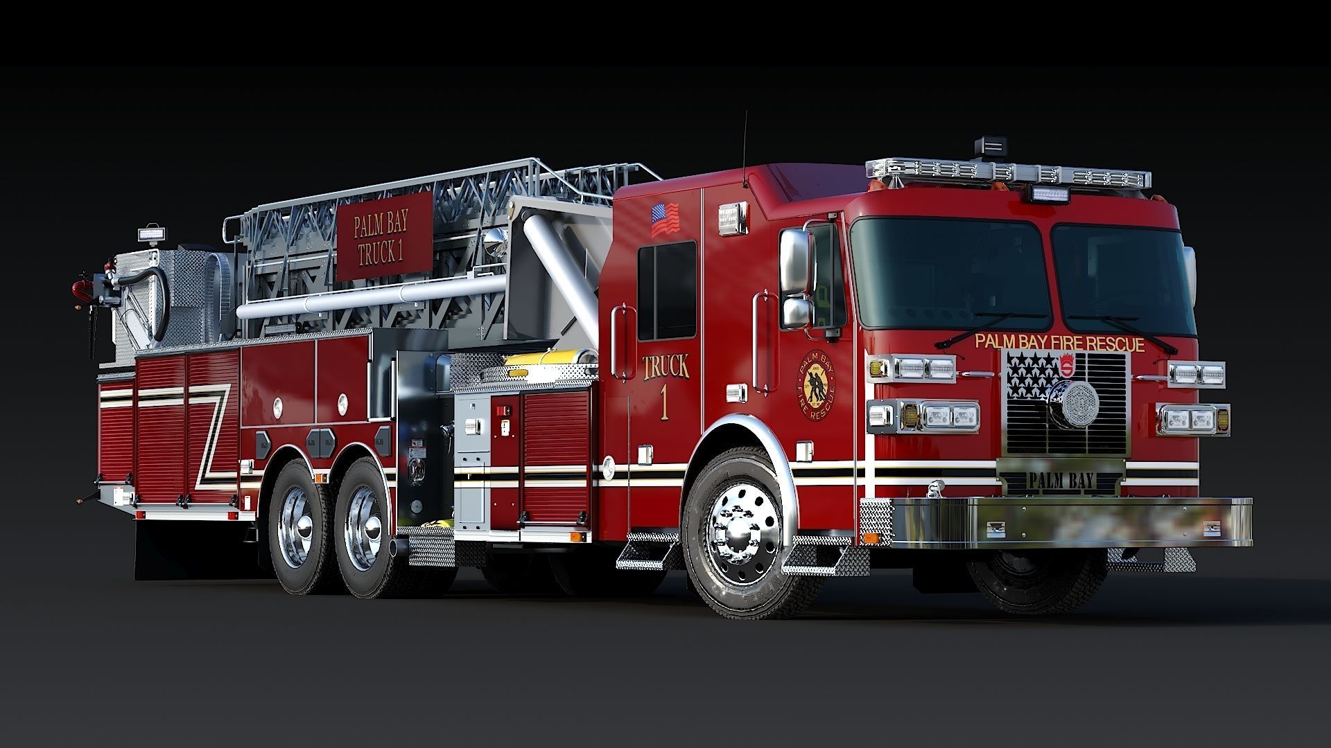 3D model Fire Truck Aerial Platform Palm Bay VR / AR / low-poly | CGTrader