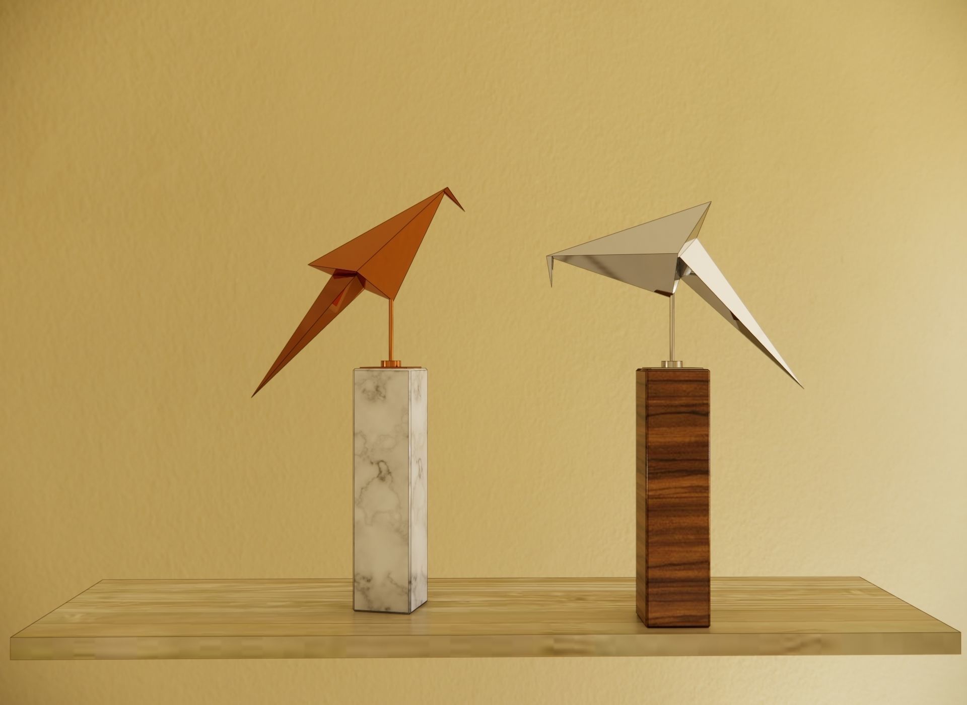 Origami Bird Sculpture 3D model | CGTrader