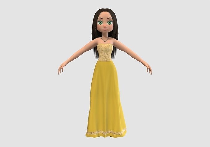princess cartoon girl 3D model | CGTrader