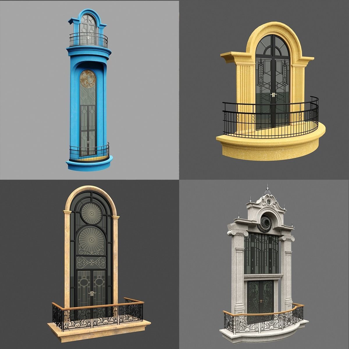 Classic Door Windows Set 3D model | CGTrader