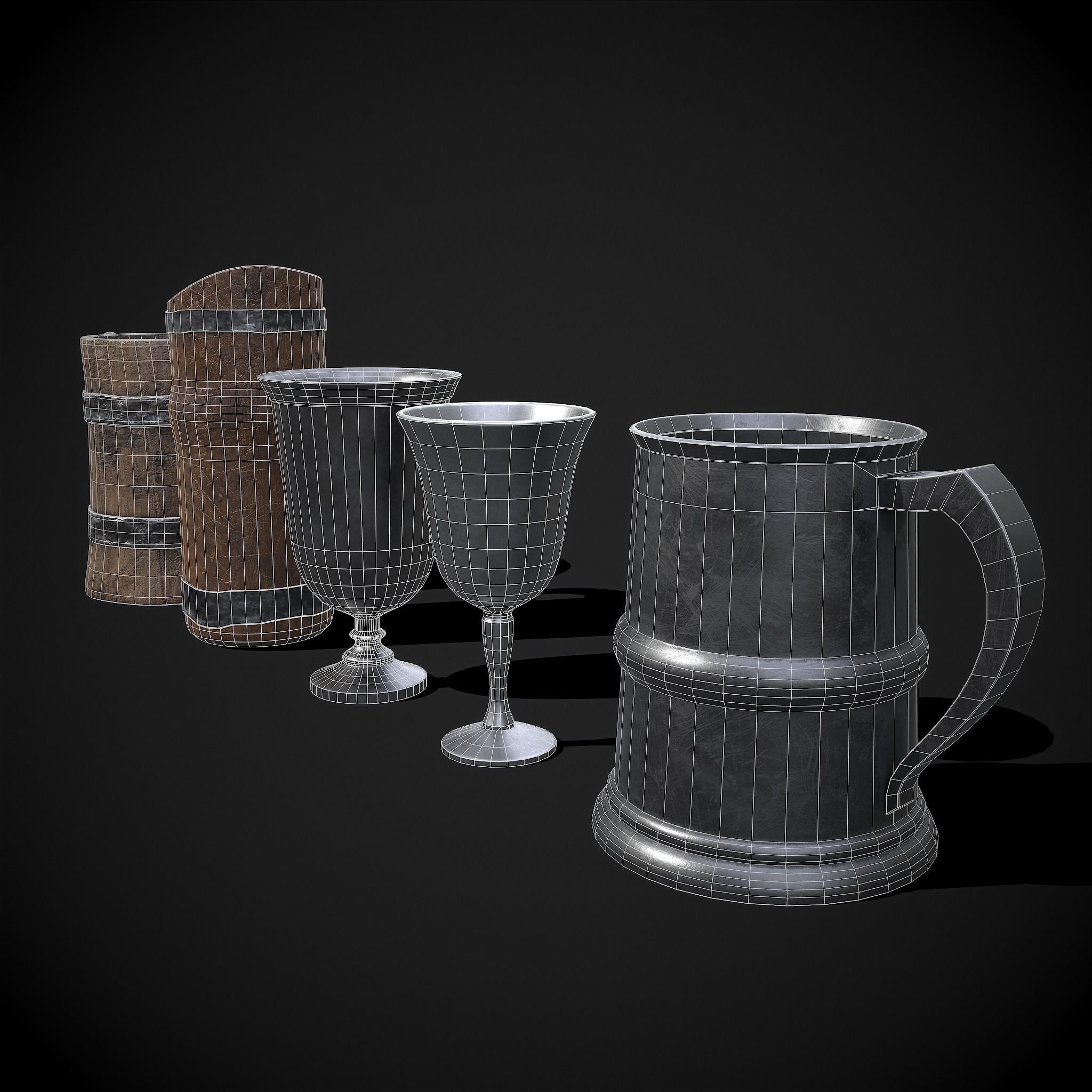 Medieval Cups Five 3D Model Collection | CGTrader