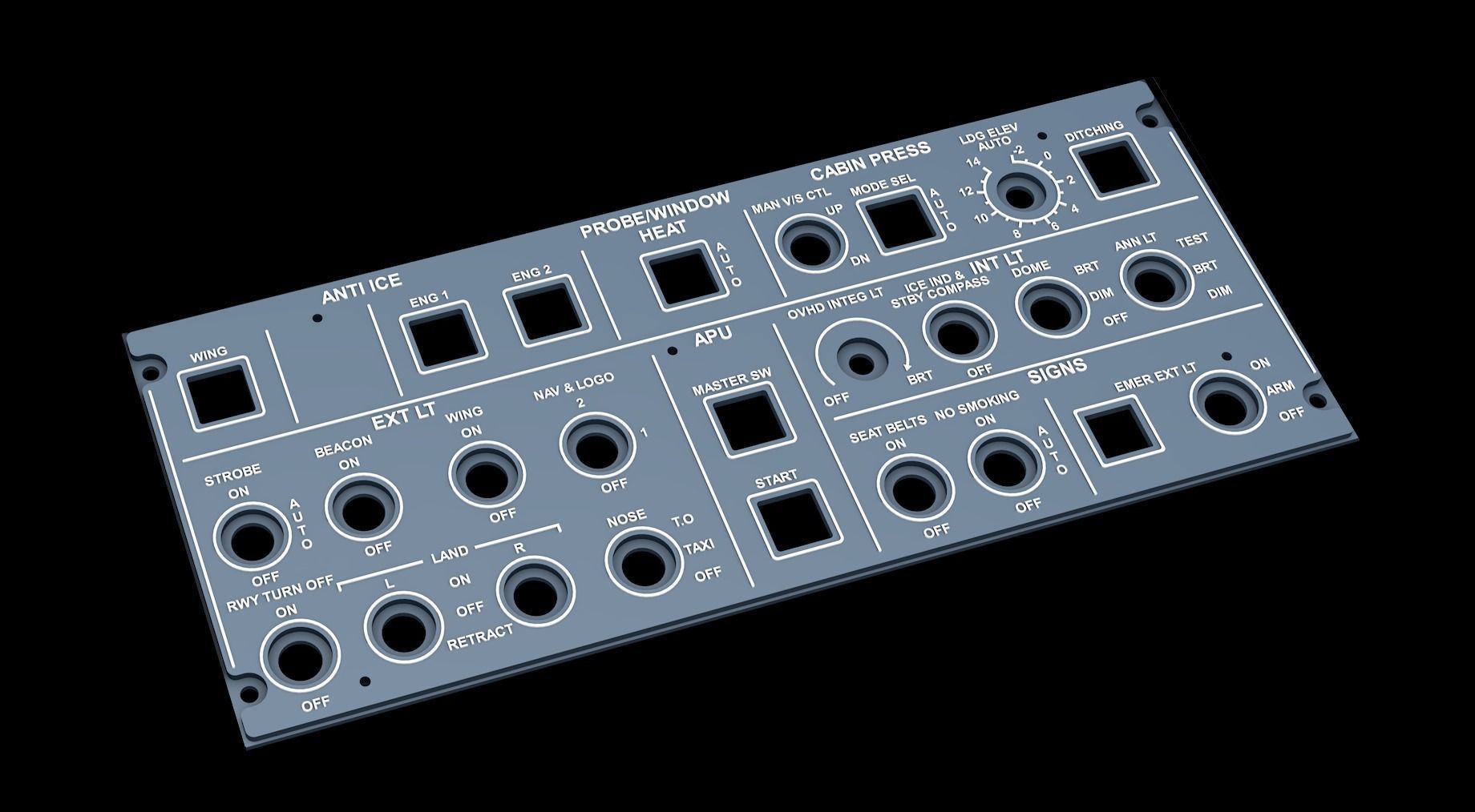 AIRBUS A320 OVERHEAD - LIGHTS PANEL 3D model 3D printable | CGTrader