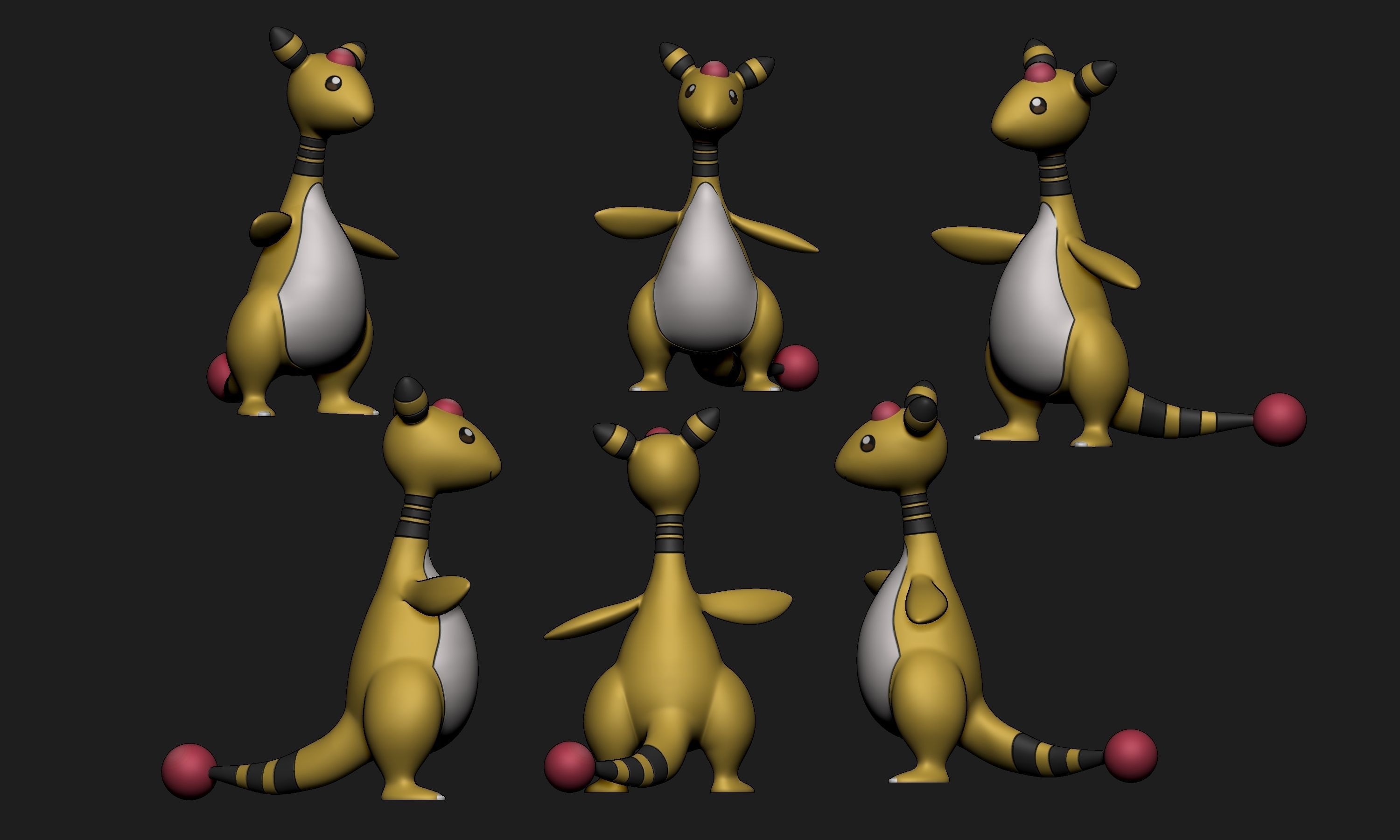 Pokemon - Mareep Flaaffy and Ampharos with 2 poses each 3D model 3D ...