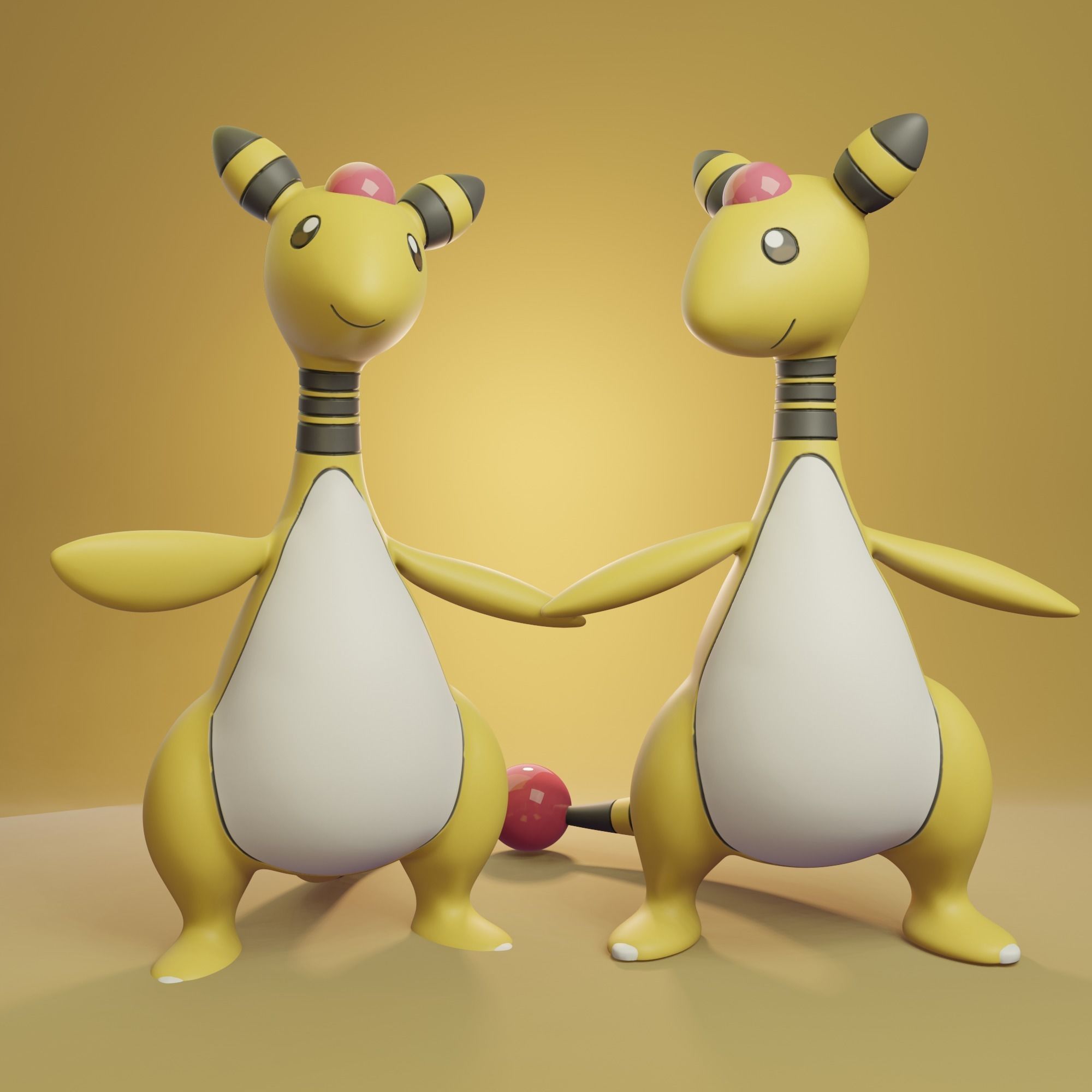Pokemon - Mareep Flaaffy and Ampharos with 2 poses each 3D model 3D ...