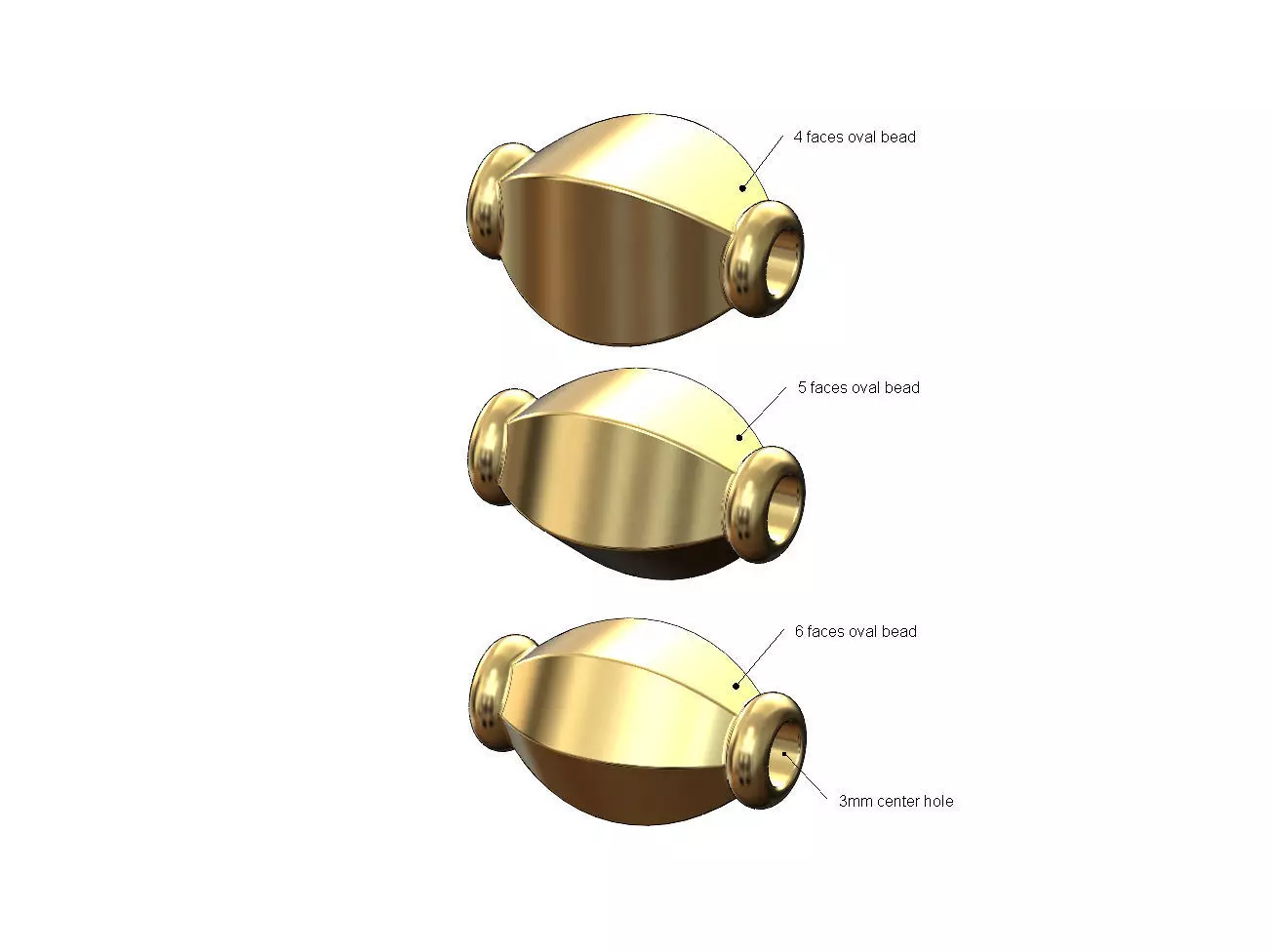 Faceted oval bead and bracelet charm 3D model 3D printable | CGTrader