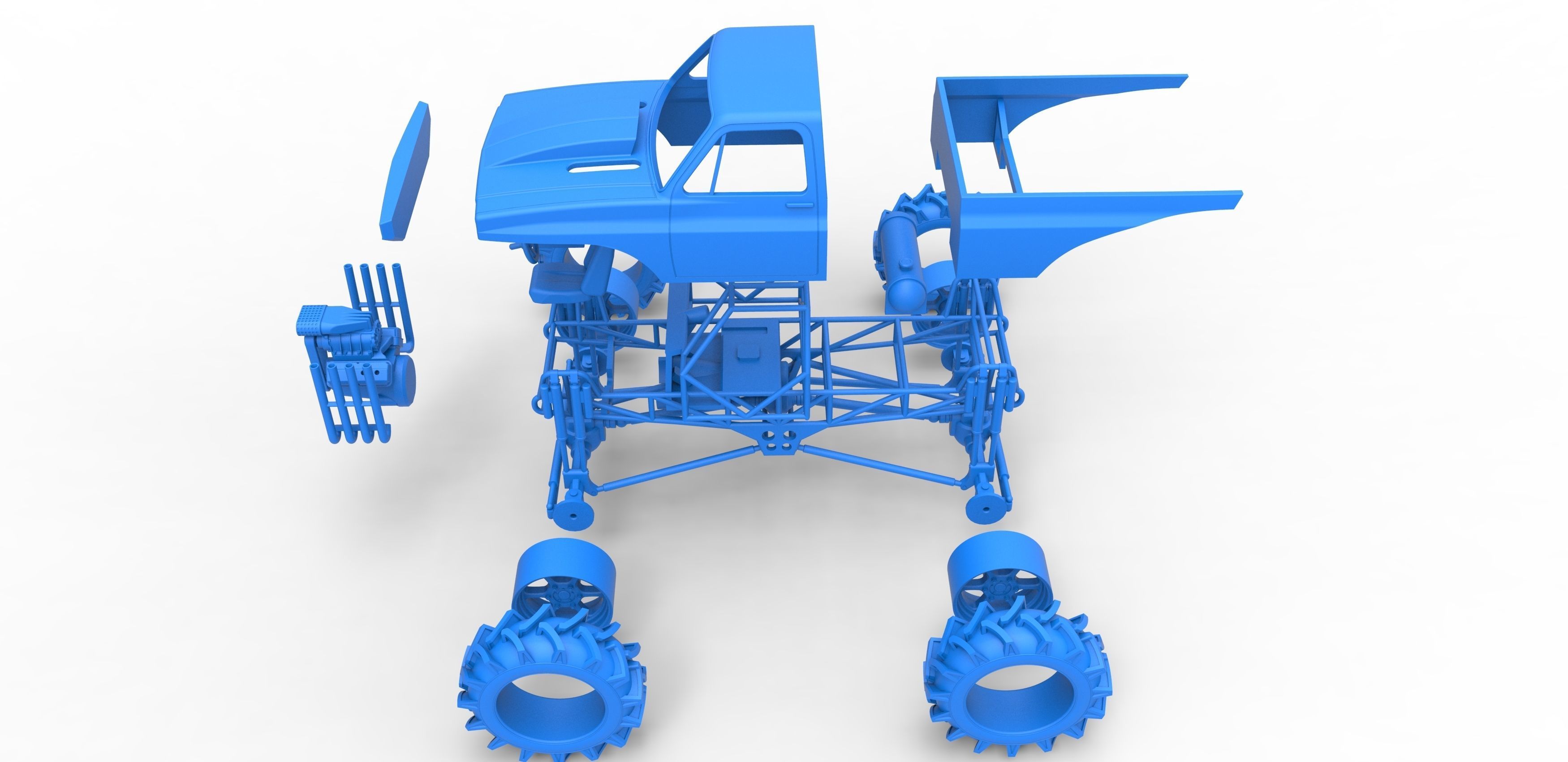Mud truck 2 Scale 1 to 25 3D model 3D printable | CGTrader