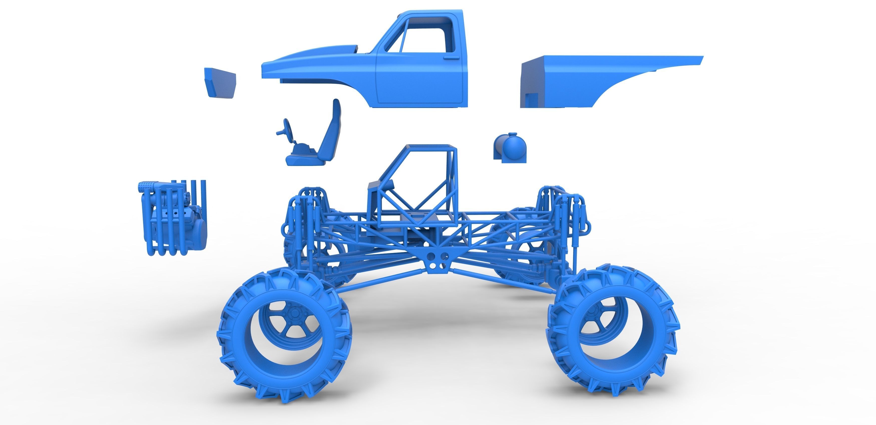 Mud truck 2 Scale 1 to 25 3D model 3D printable | CGTrader