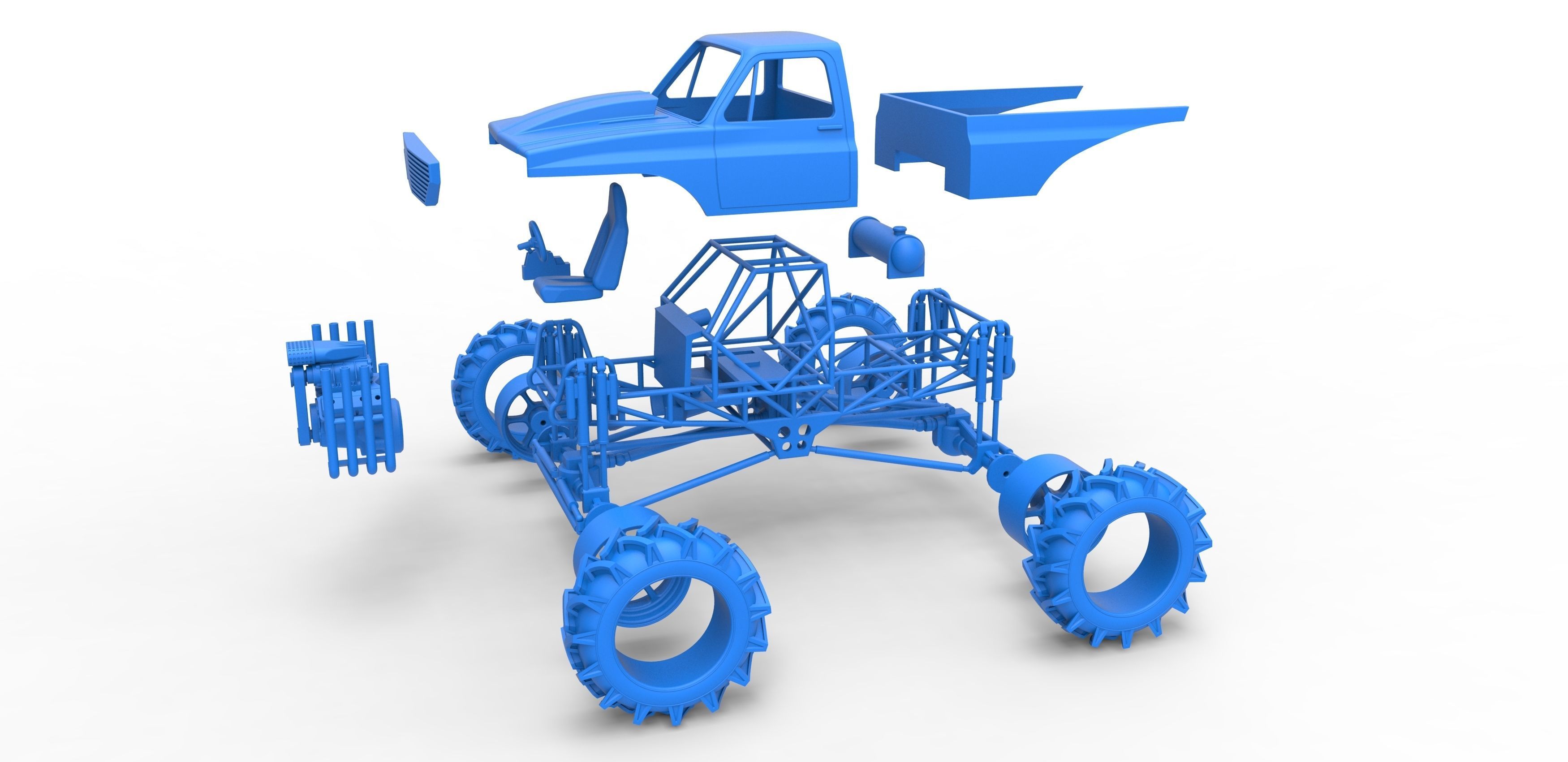 Mud truck 2 Scale 1 to 25 3D model 3D printable | CGTrader