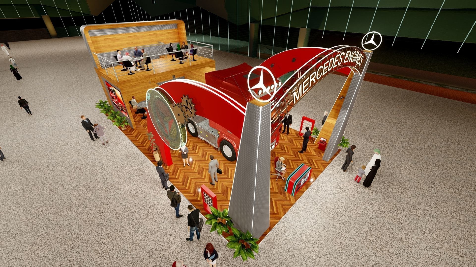 Mercedes Engine Booth special stand Booth 3D model animated | CGTrader