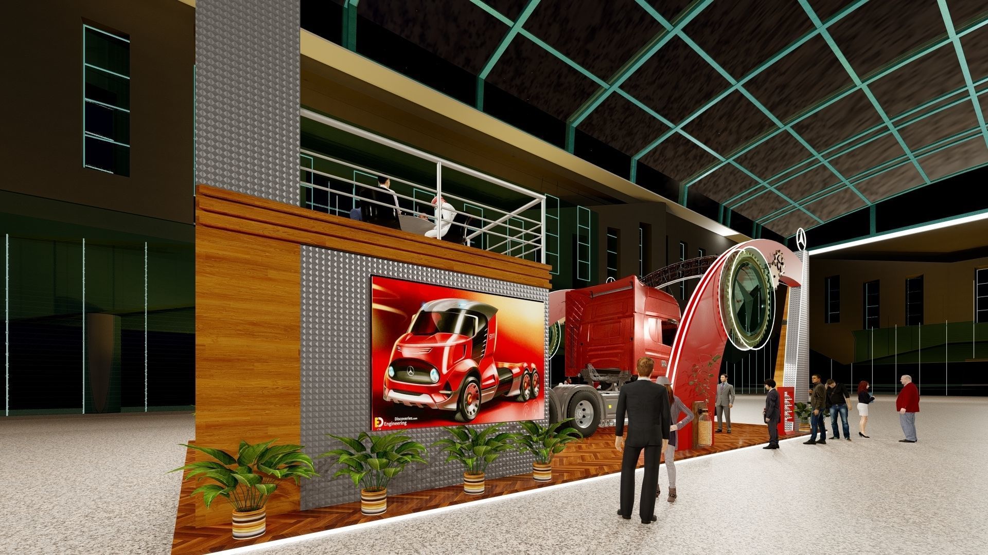 Mercedes Engine Booth special stand Booth 3D model animated | CGTrader