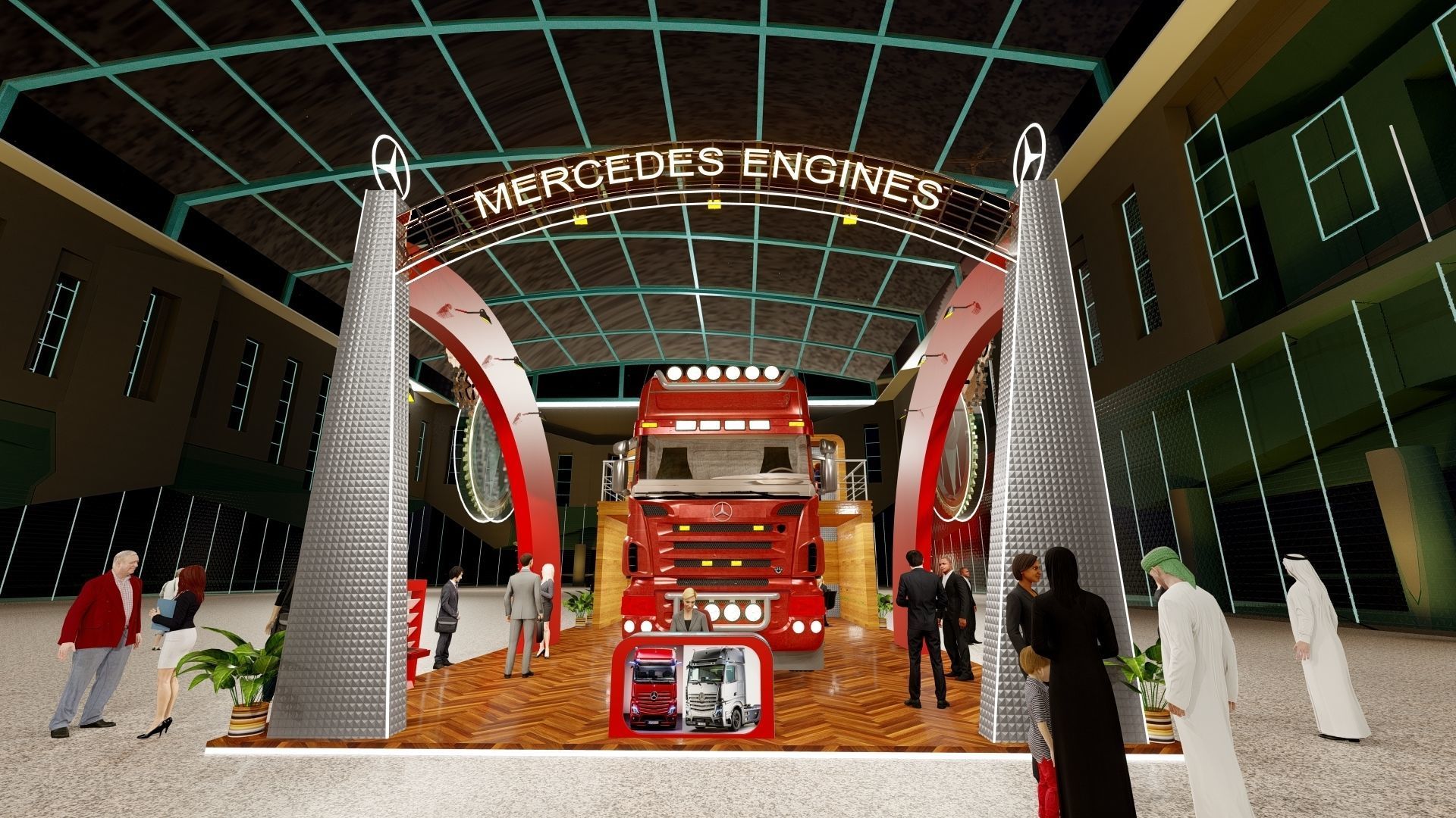 Mercedes Engine Booth special stand Booth 3D model animated | CGTrader
