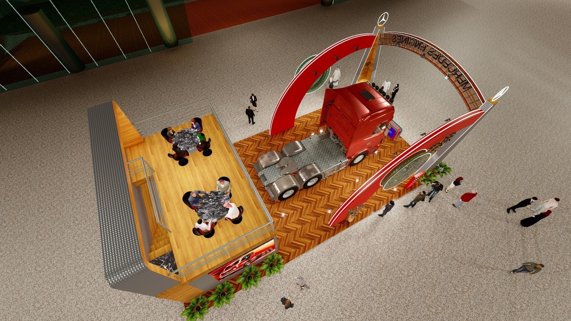 Mercedes Engine Booth special stand Booth 3D model animated | CGTrader