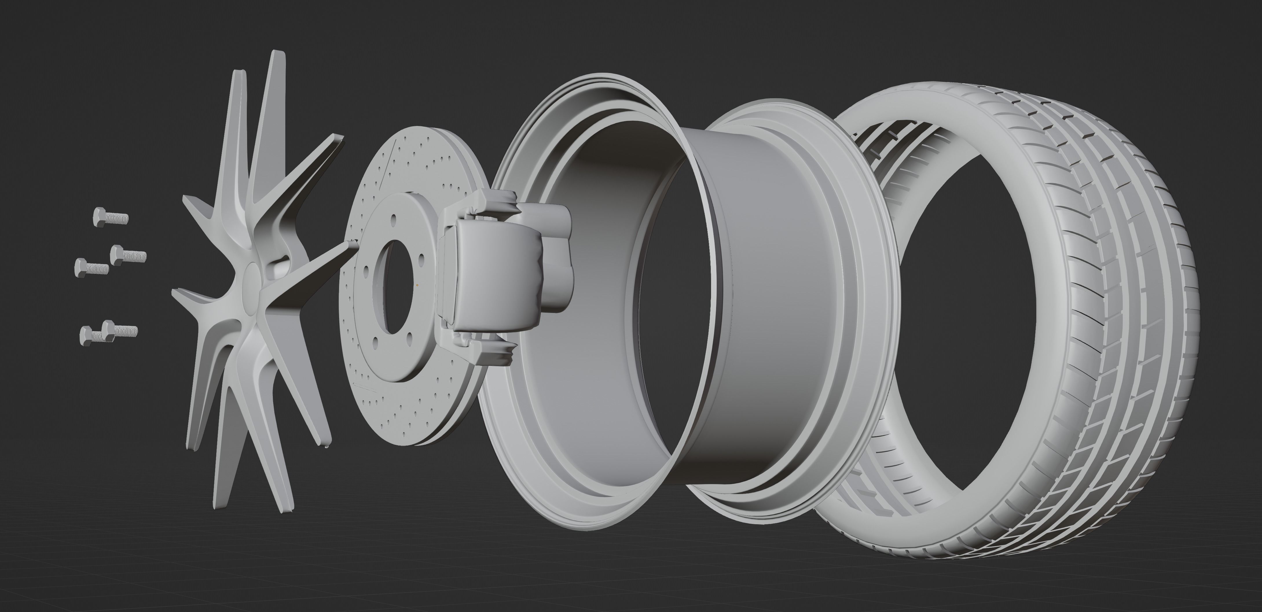 Car wheel part 3D model animated | CGTrader