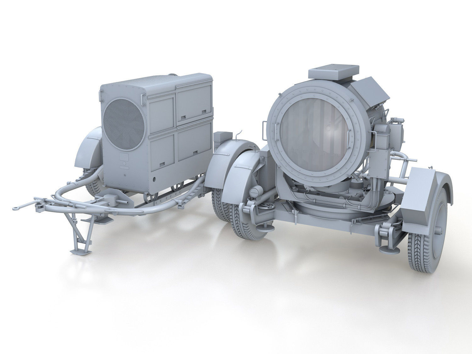 Flak Searchlight SW36 with Generator and Sh Ah 51 Trailer 3D model ...