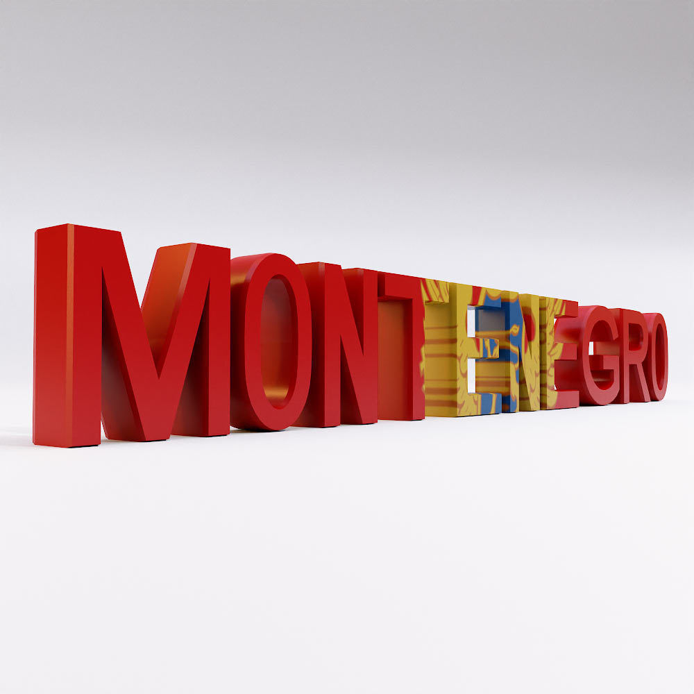 3D model Montenegro country Name text 3d model VR / AR / low-poly ...