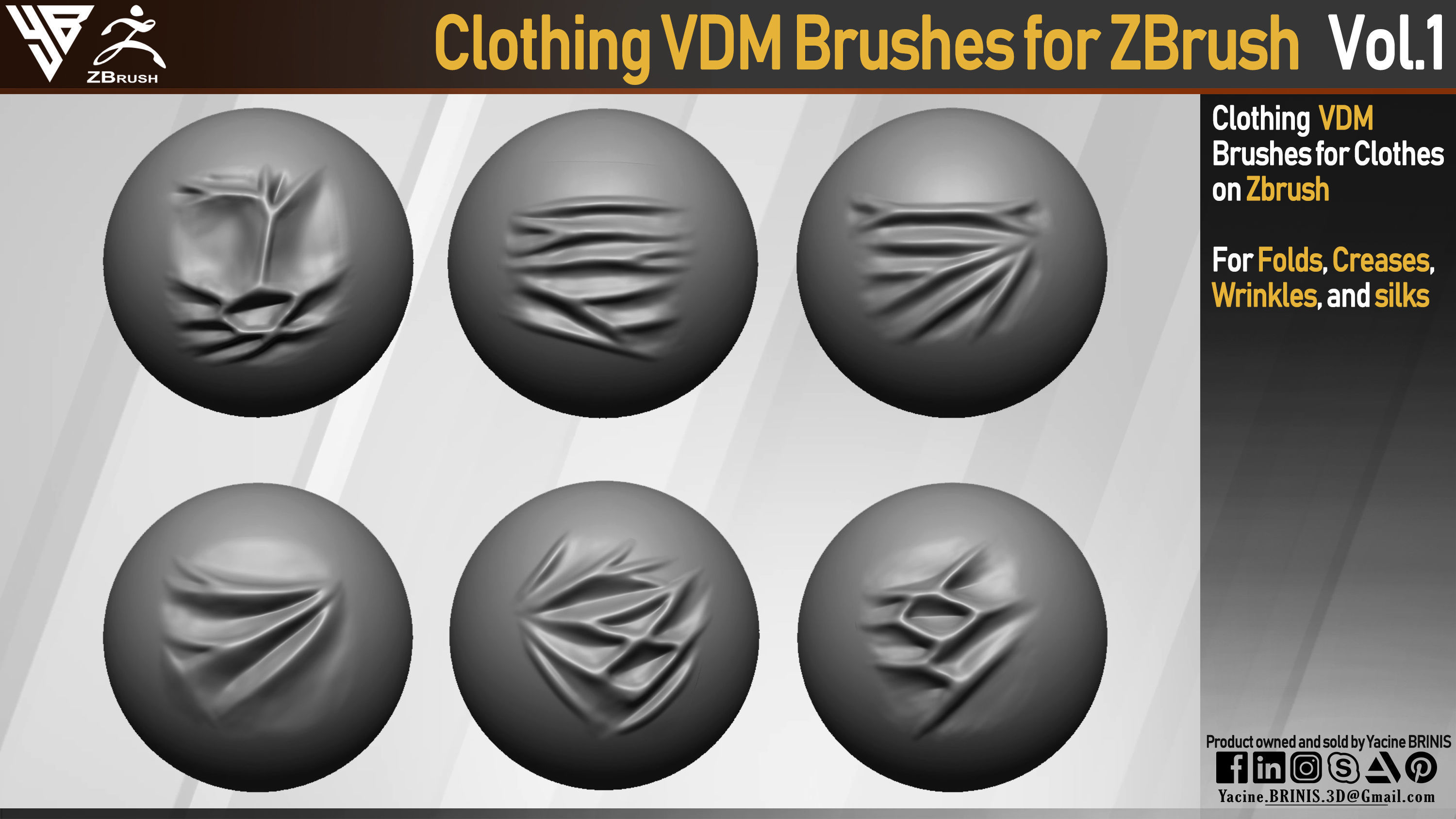 3D model Clothing VDM Brushes for ZBrush Vol 1 VR / AR / low-poly ...