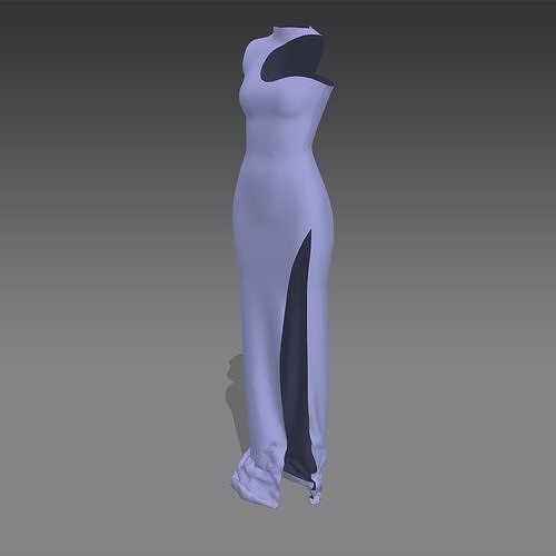PURPLE DRESS LOOK MODERN SLIT 3D model | CGTrader