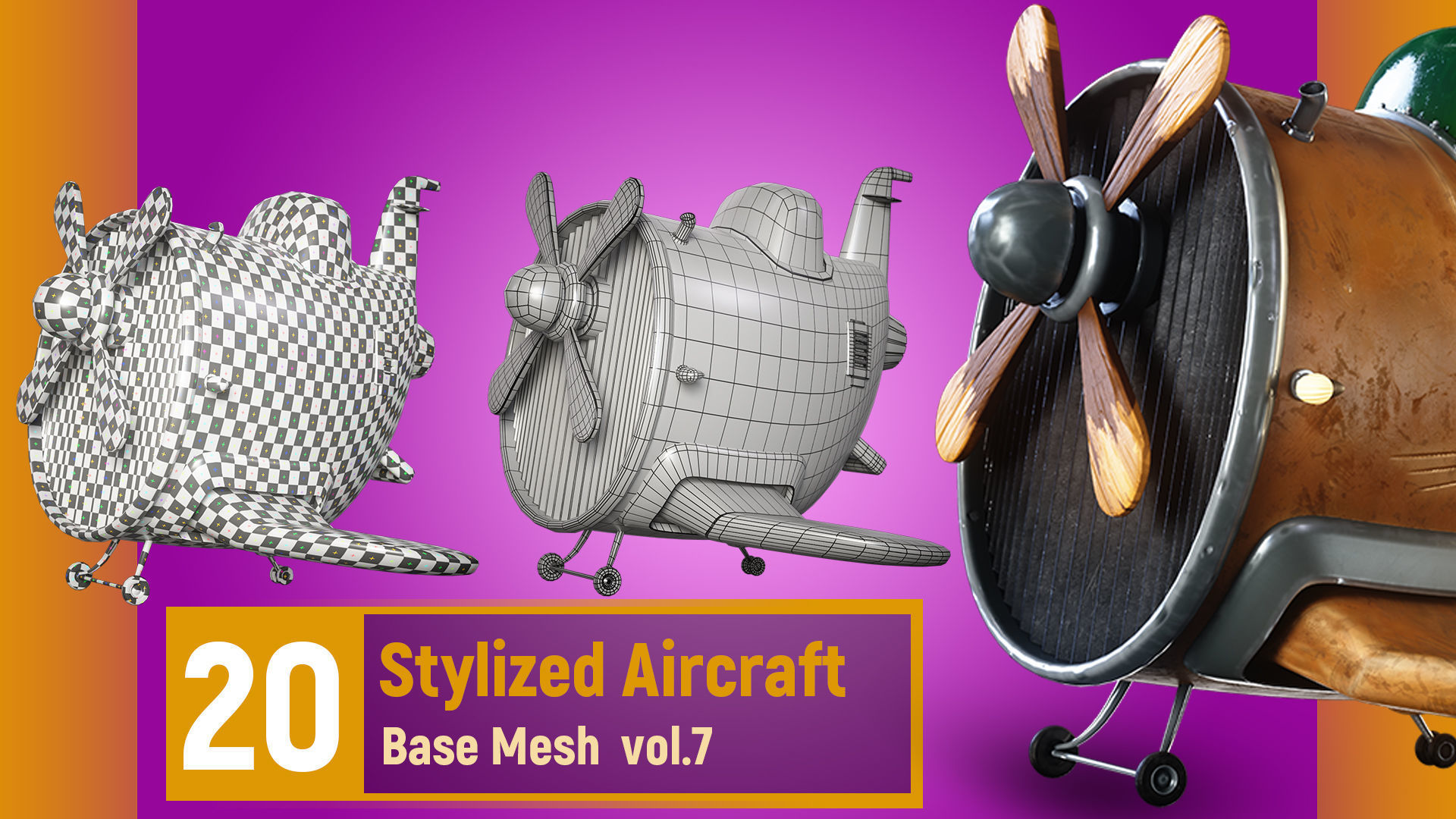 3D model 20 Stylized aircraft Base Mesh Vol-7 VR / AR / low-poly | CGTrader