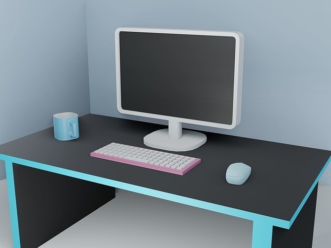 Lowpoly Desktop Setup 3D model | CGTrader