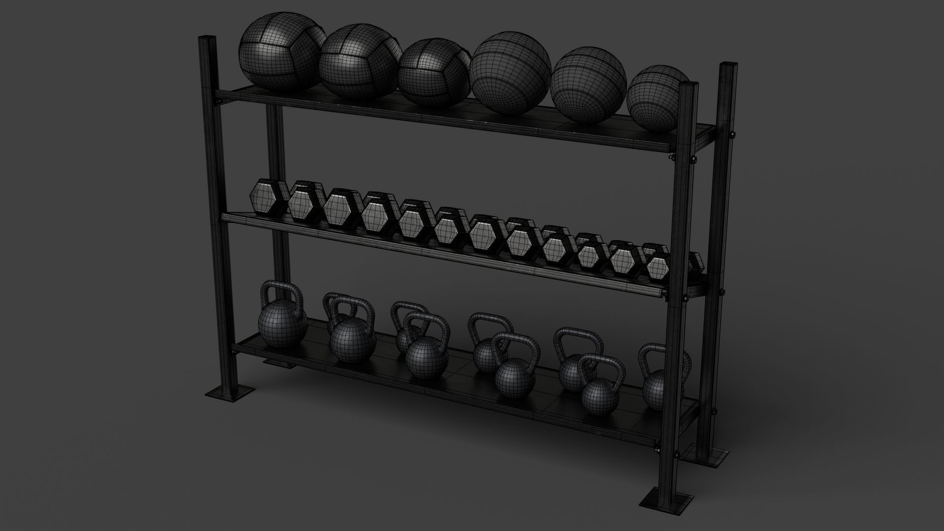 Rack with Sports Equipment 3D model | CGTrader