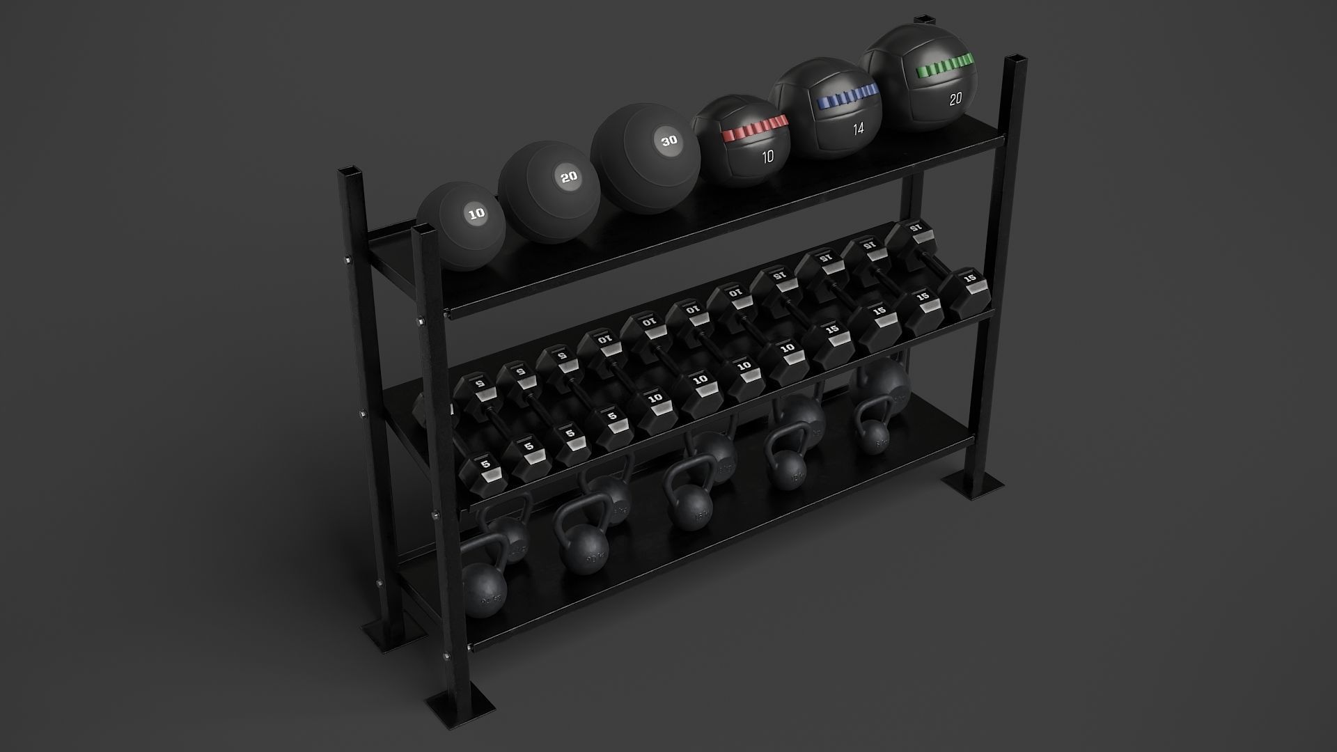 Rack with Sports Equipment 3D model | CGTrader