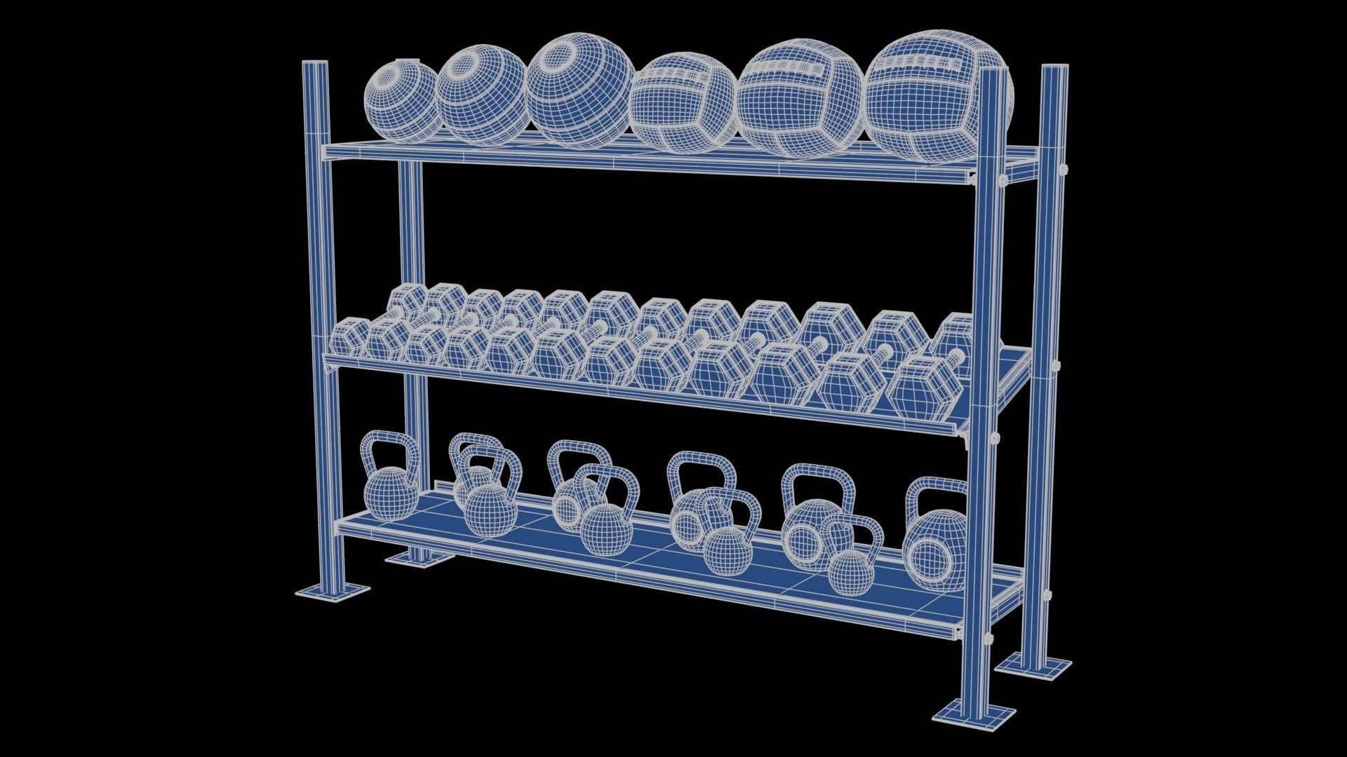 Rack with Sports Equipment 3D model | CGTrader