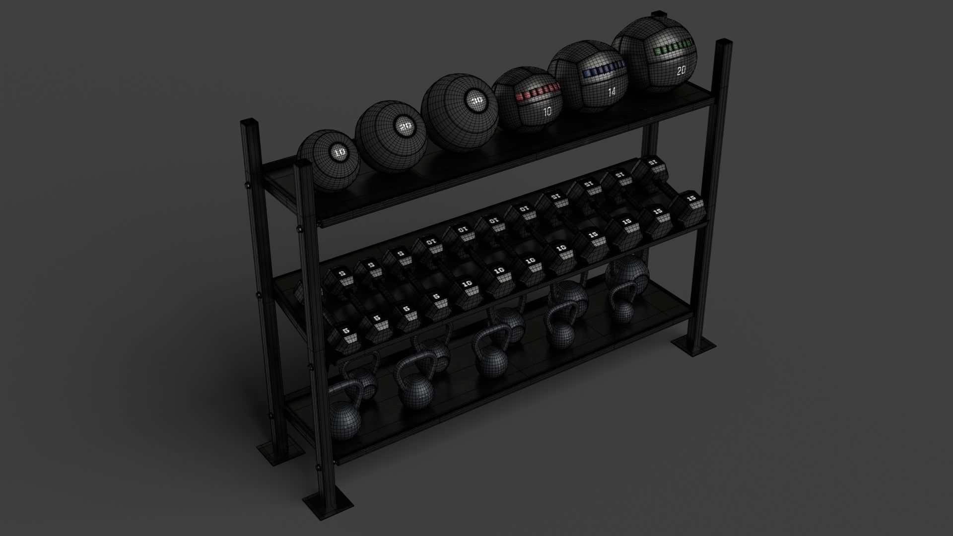 Rack with Sports Equipment 3D model | CGTrader